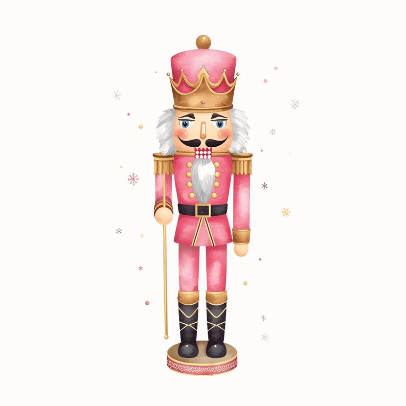 10 Pink Watercolor Nutcracker Clipart | Christmas PNG Bundle (digital ...