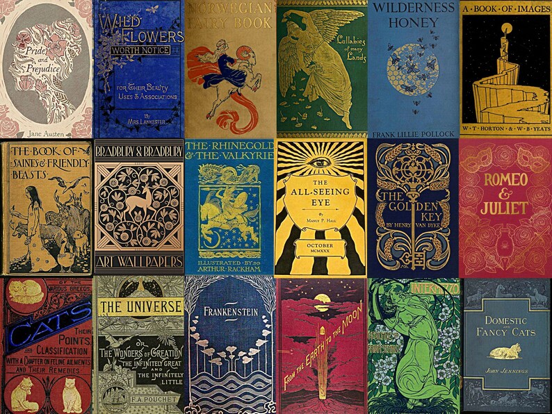 100 Vintage Book Cover Collage Kit, Book Wall Collage, Vintage ...