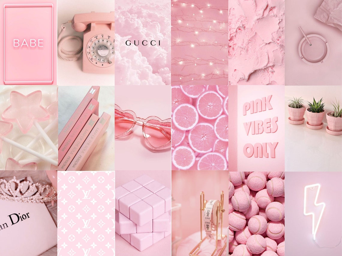 100 Blush Pink Collage Kit Pastel Pink Wall Collage Pink Etsy