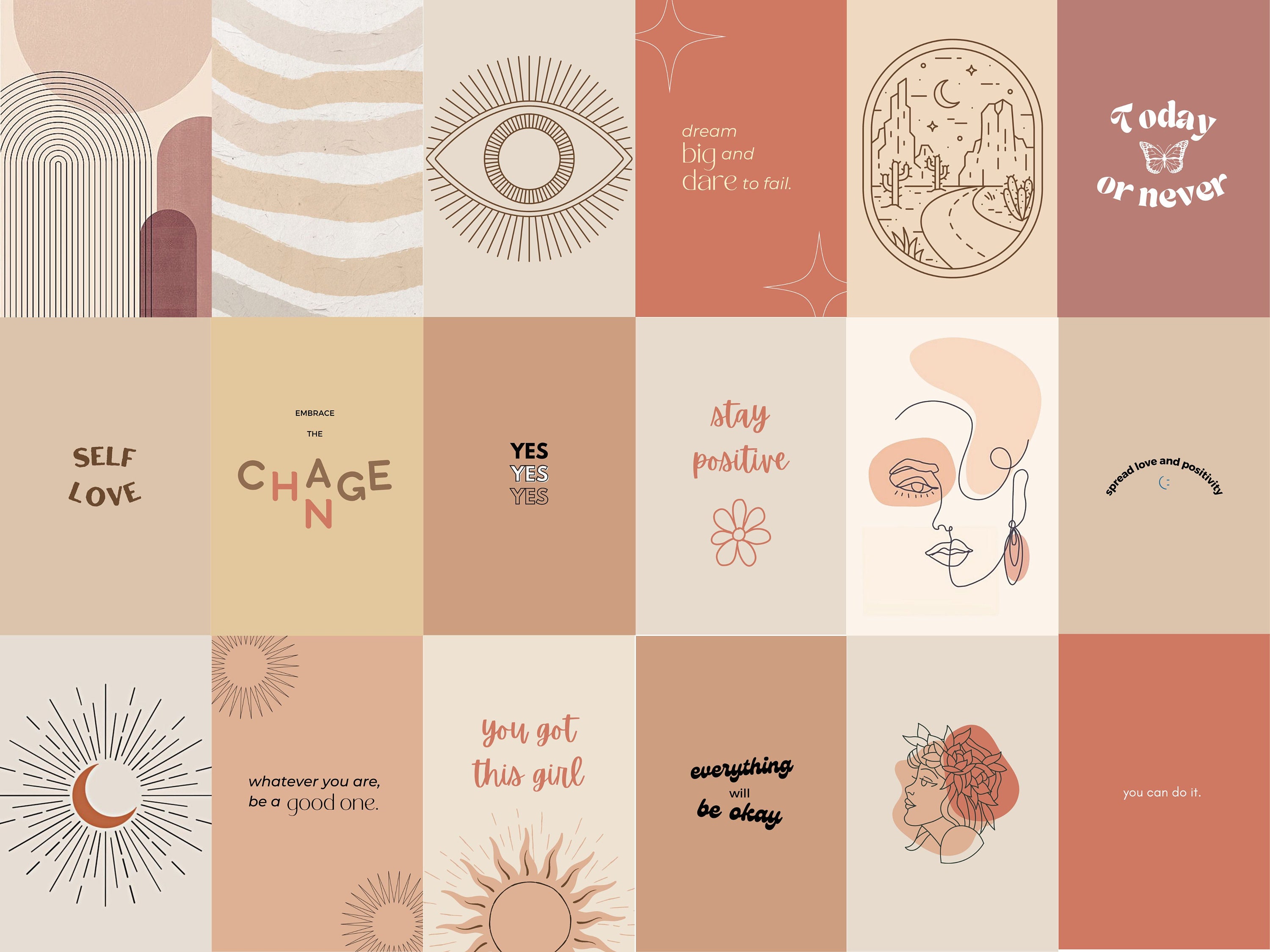 100 Boho Aesthetic Wall Collage, Boho Wall Collage, Boho Vintage Photo ...