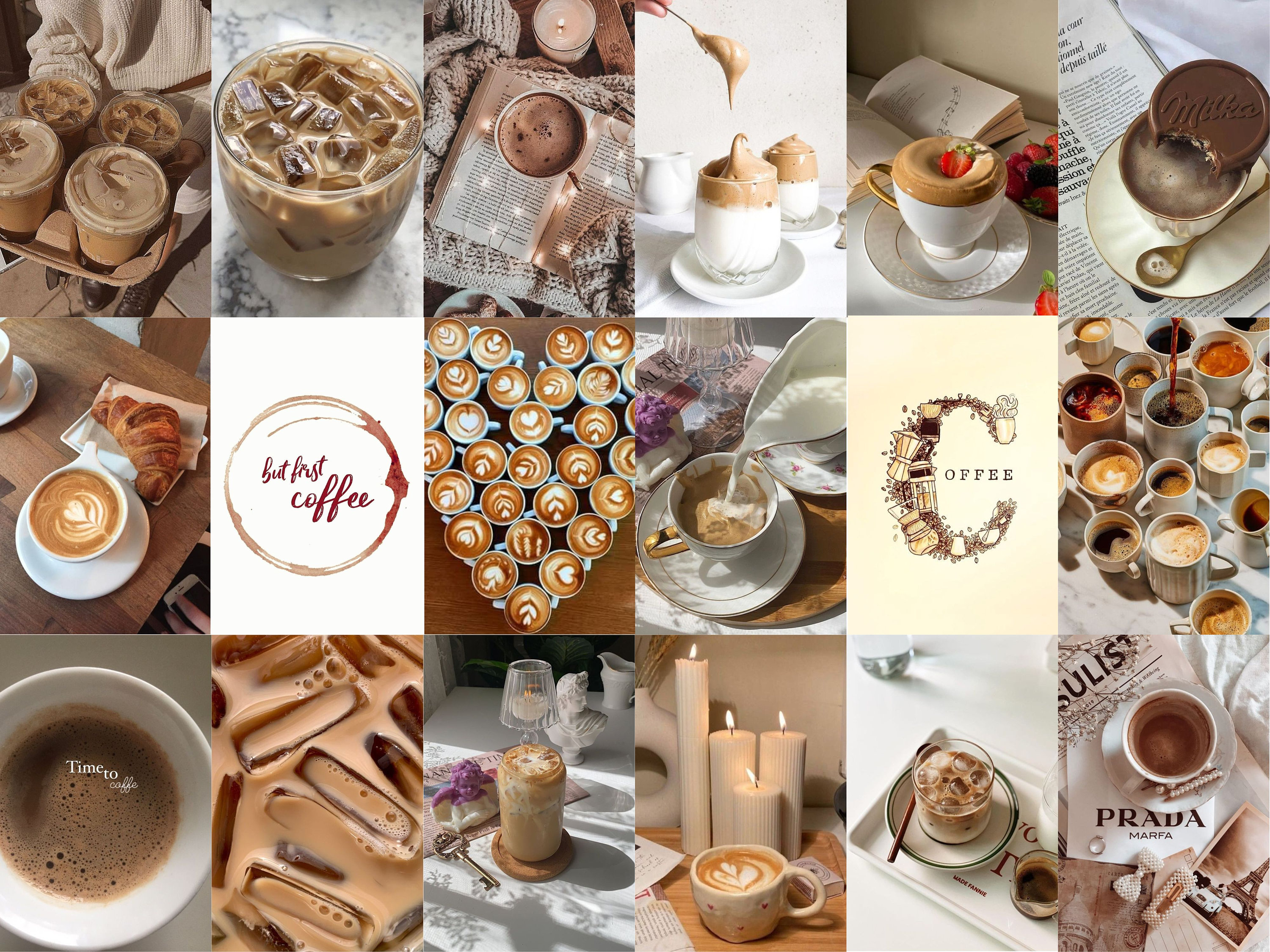 100 Coffee Lovers Collage Kit, Coffee Wall Collage, Coffee Aesthetic ...