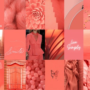 100 Coral Pink Collage Kit, Coral Pink Wall Collage, Coral Pink ...