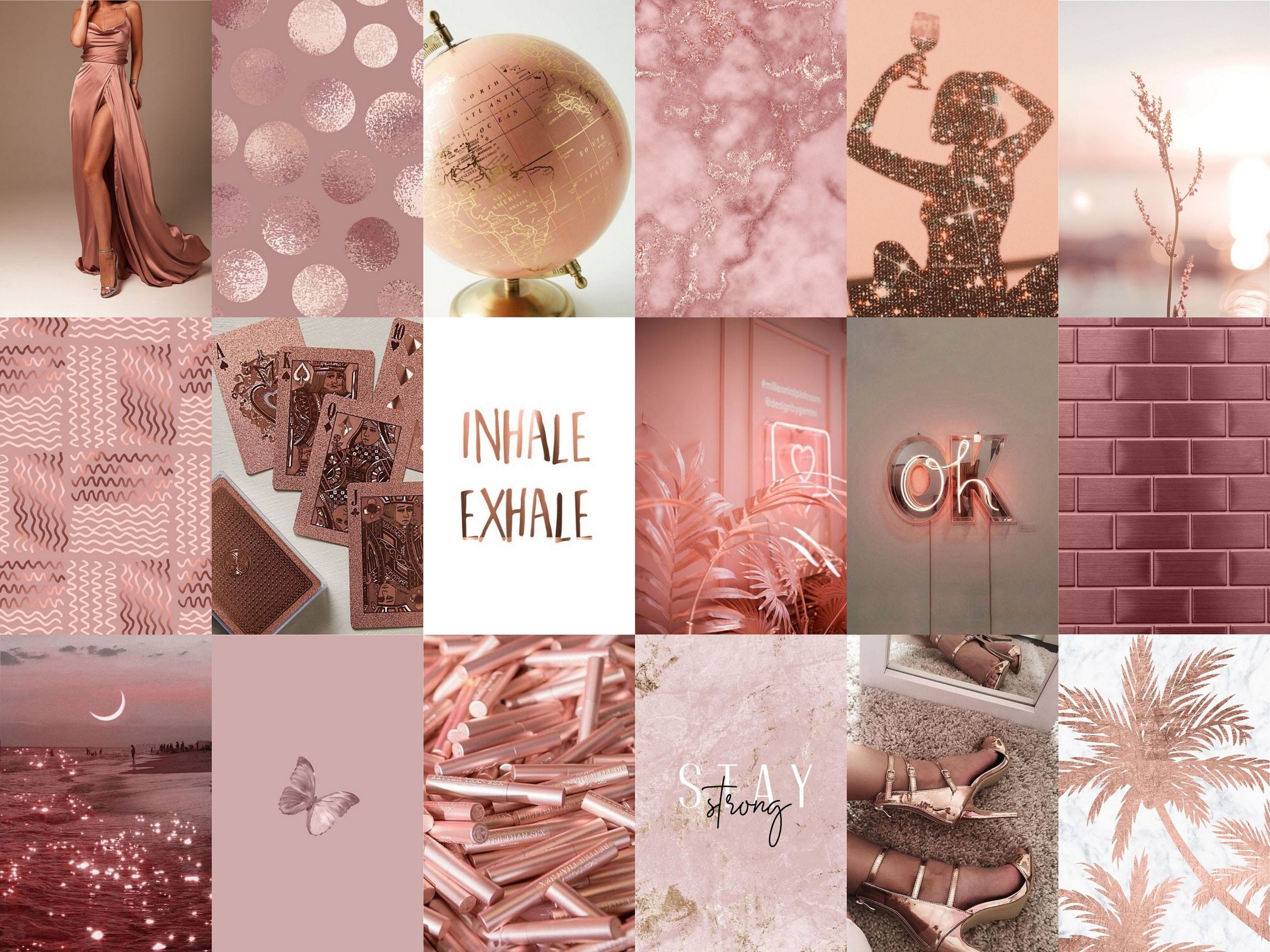 100 Rose Gold Collage, Pink Aesthetic Collage, Dusty Rose Collage ...