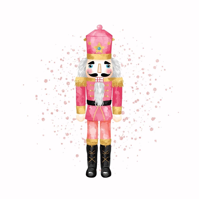 10 Pink Watercolor Nutcracker Clipart | Christmas PNG Bundle (digital ...