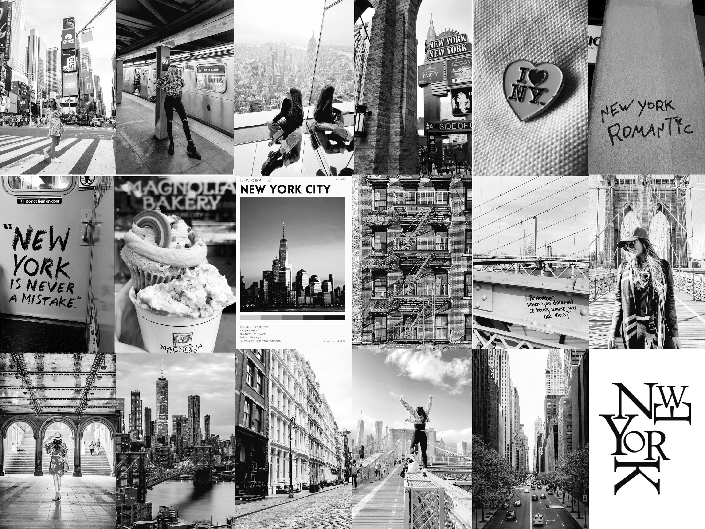 100 New York City Collage Kit, Black & White NYC Collage, NYC Aesthetic ...