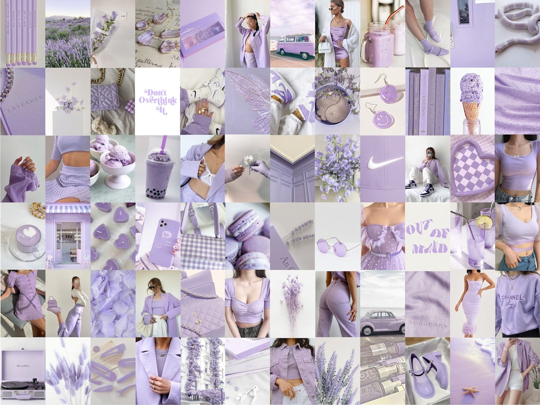 100 Lavender Collage Kit, Pastel Purple Wall Collage, Lilac Aesthetic ...