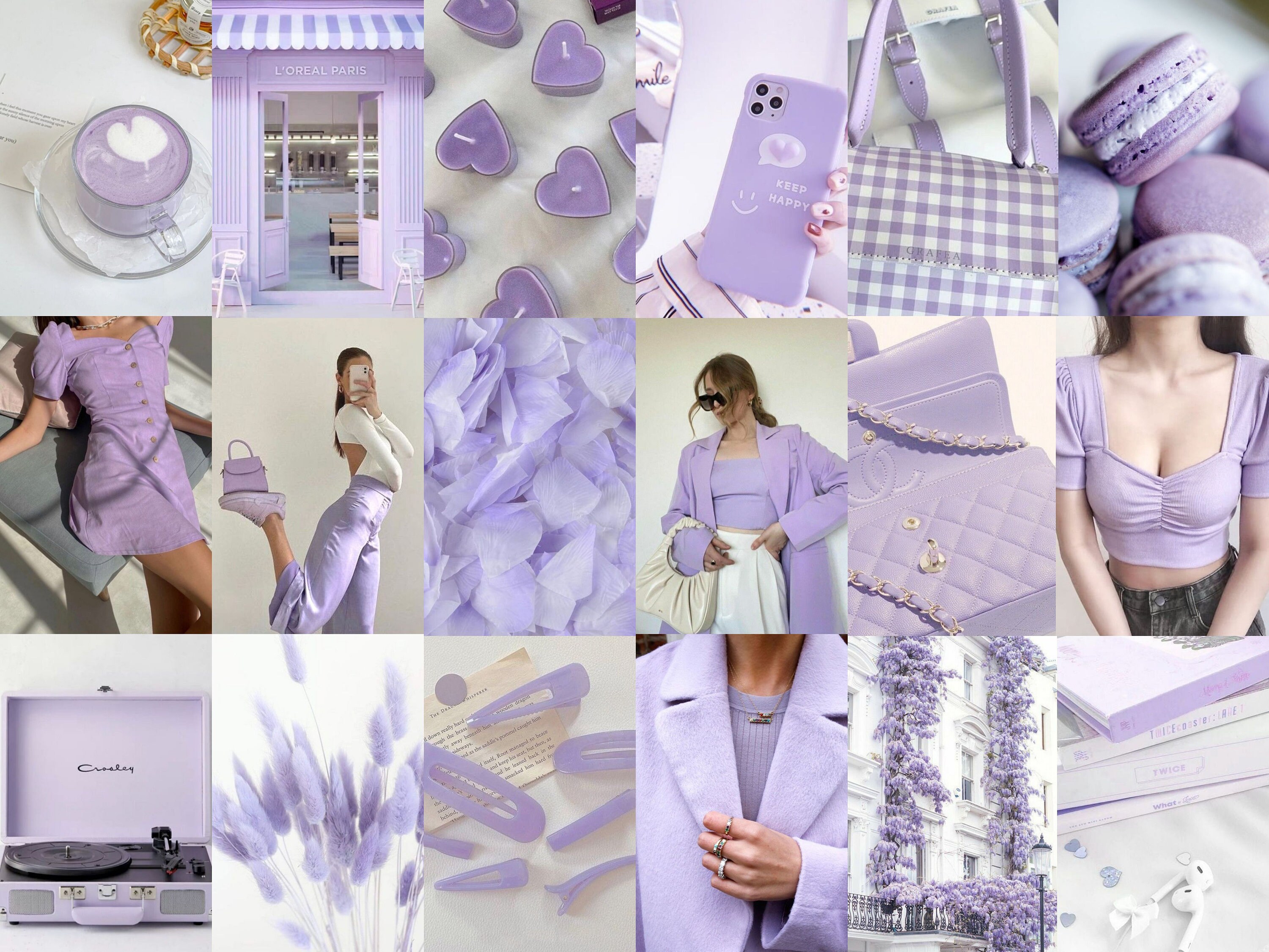 100 Lavender Collage Kit, Pastel Purple Wall Collage, Lilac Aesthetic ...