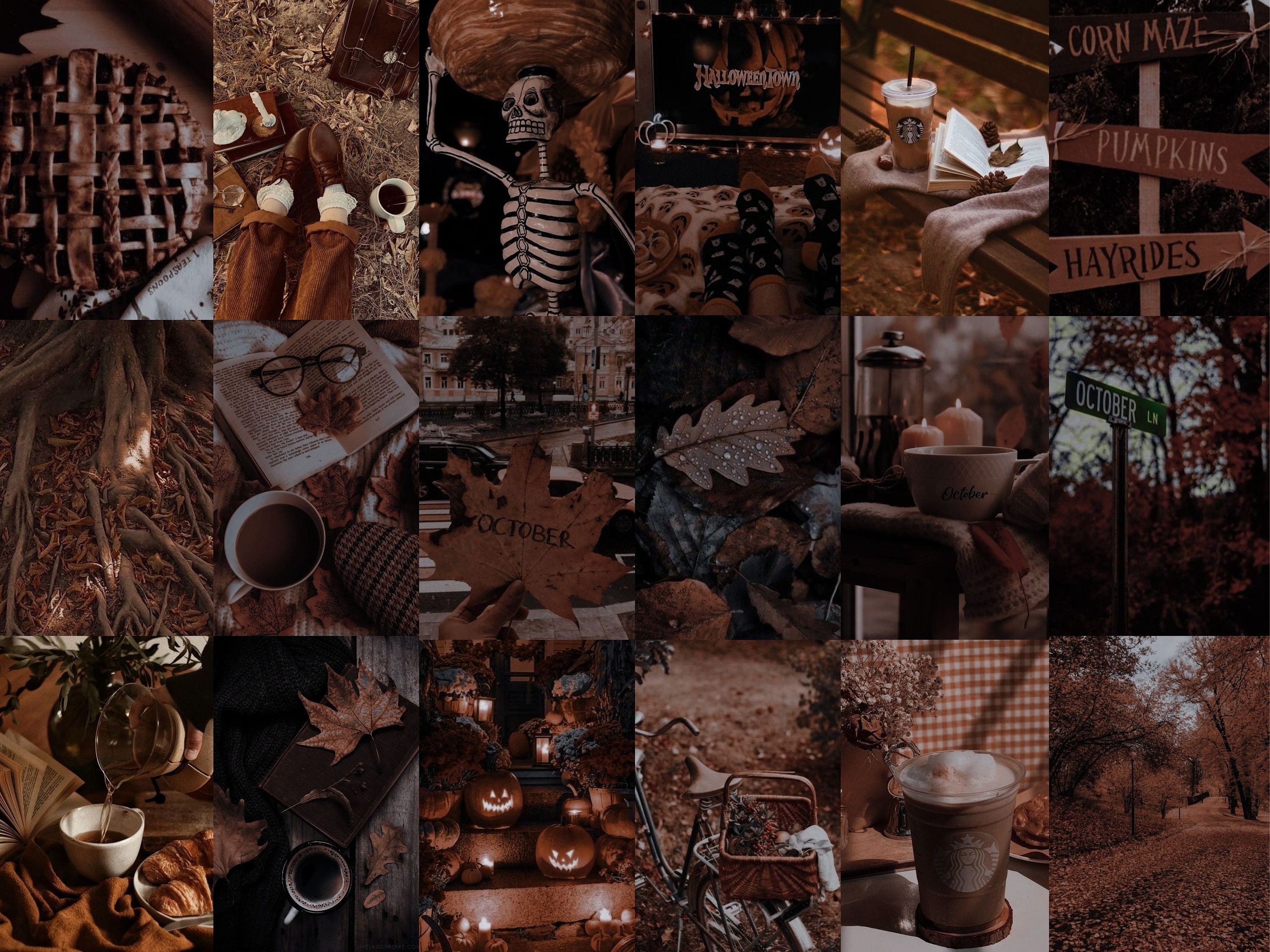 100 Autumn Collage Kit, Dark Fall Collage, Moody Autumn Wall Prints ...