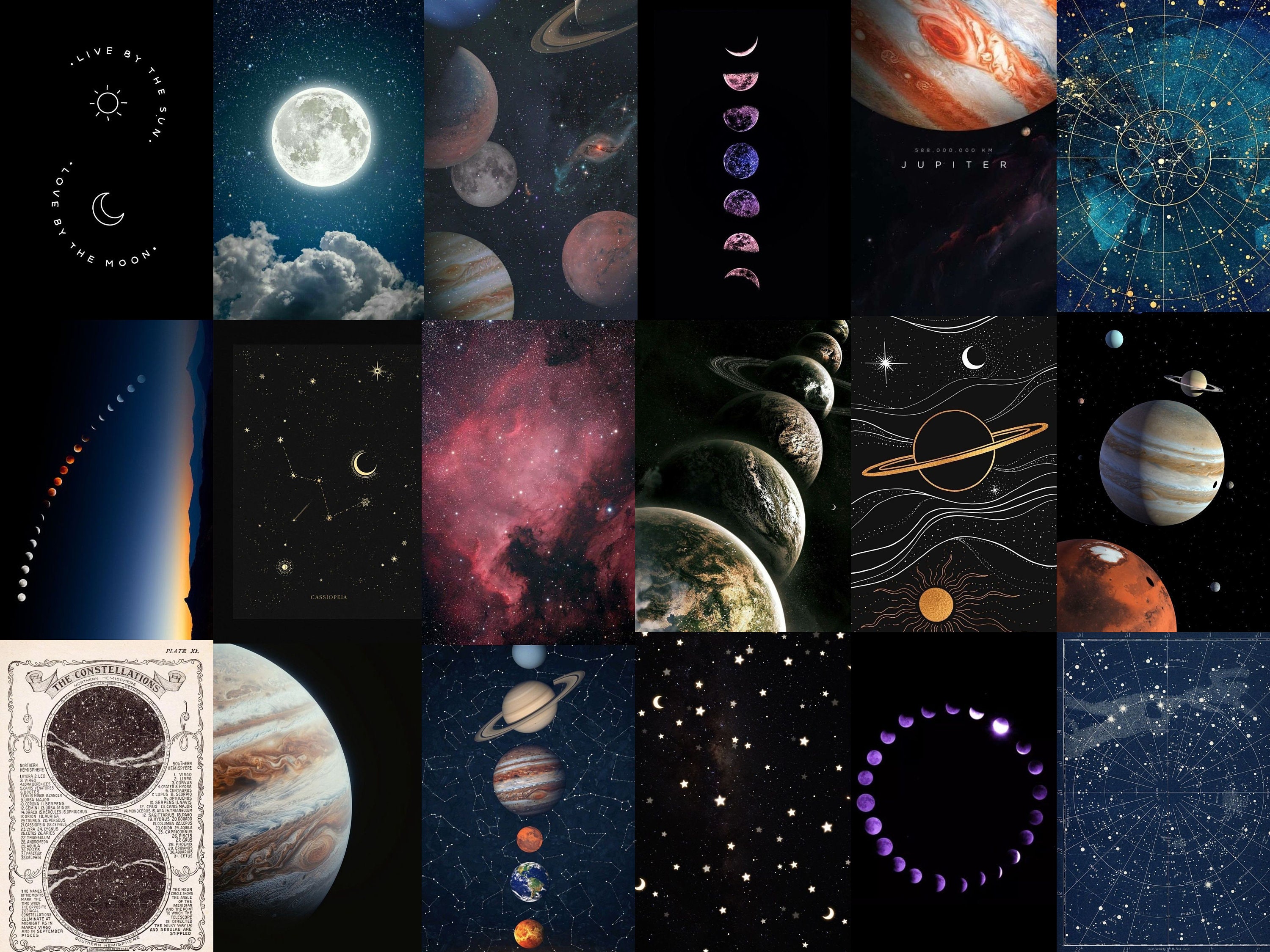 100 Astronomy Collage Kit Moon Wall Collage Planets Prints - Etsy