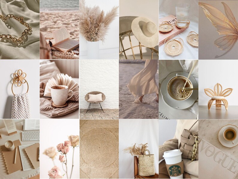 100 Boho Vibes Collage Kit, Boho Collage, Bohemian Aesthetic Wall ...