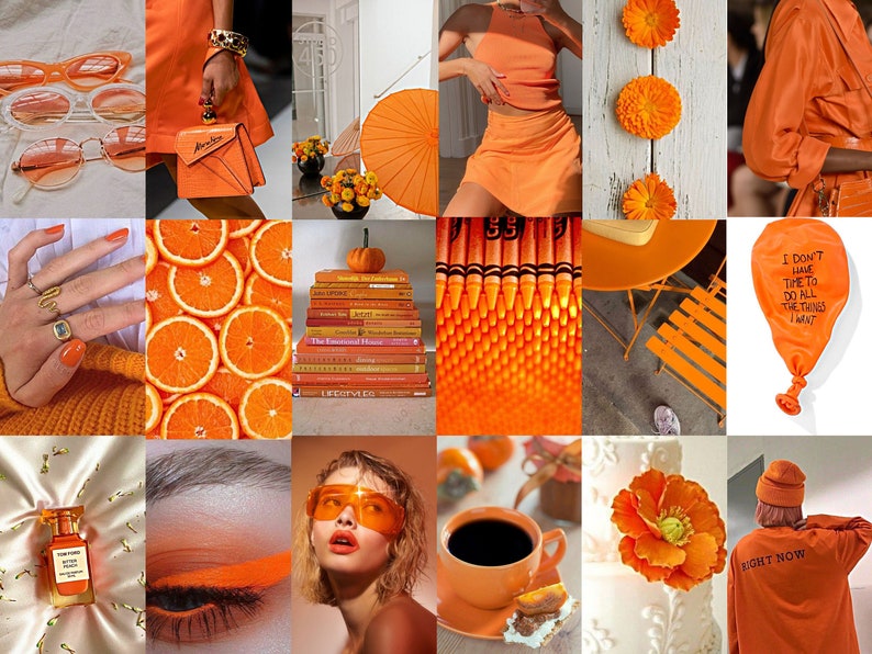 100 Orange Collage Kit Orange Wall Collage Peachy Aesthetic - Etsy
