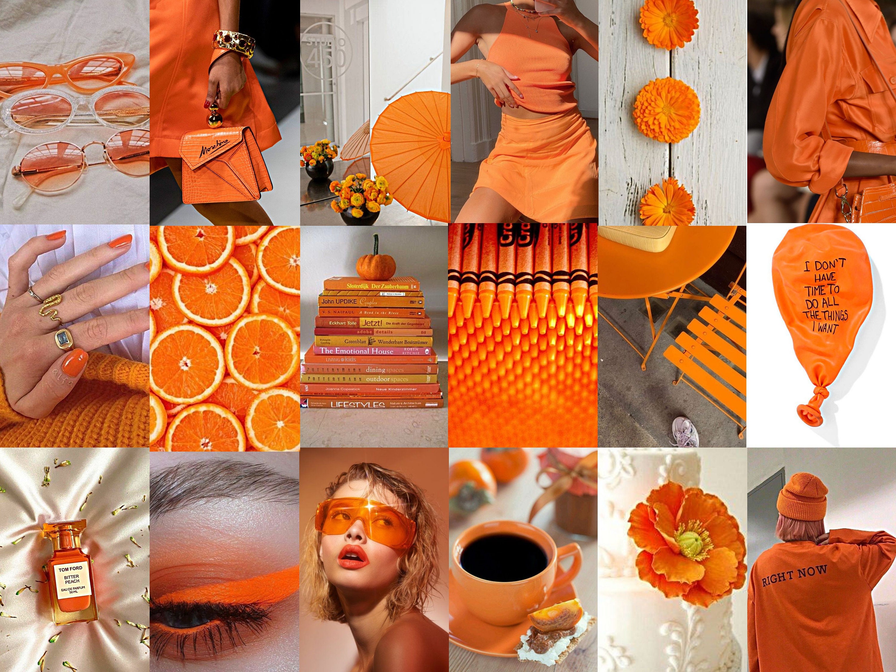 100 Orange Collage Kit, Orange Wall Collage, Peachy Aesthetic Wall ...