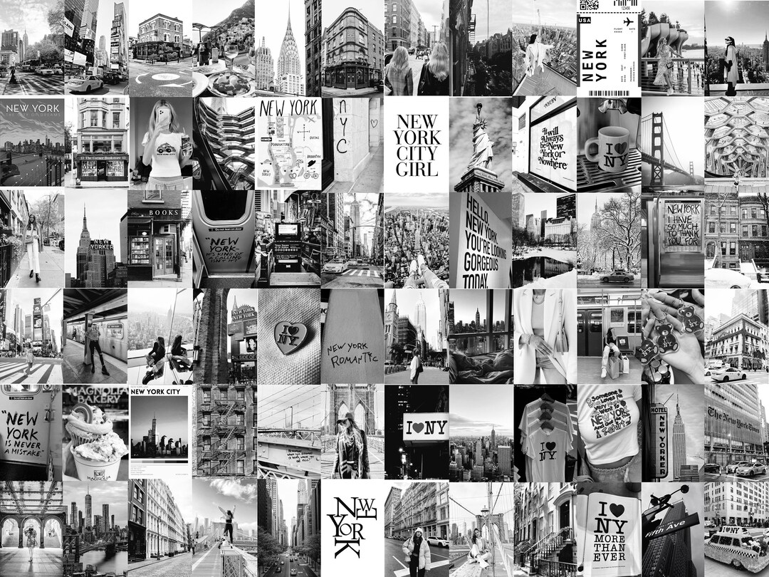 100 New York City Collage Kit, Black & White NYC Collage, NYC Aesthetic ...
