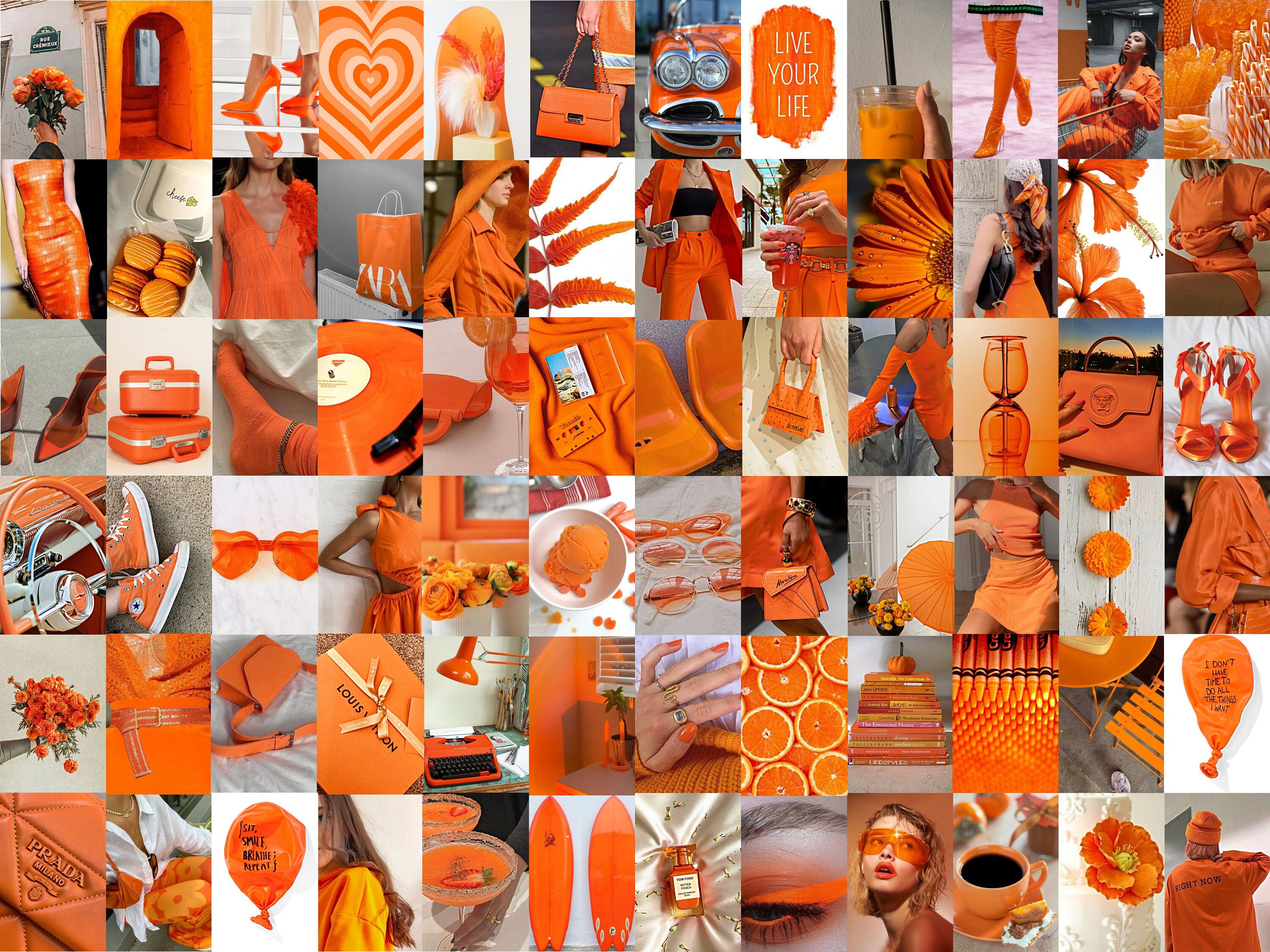 100 Orange Collage Kit, Orange Wall Collage, Peachy Aesthetic Wall ...