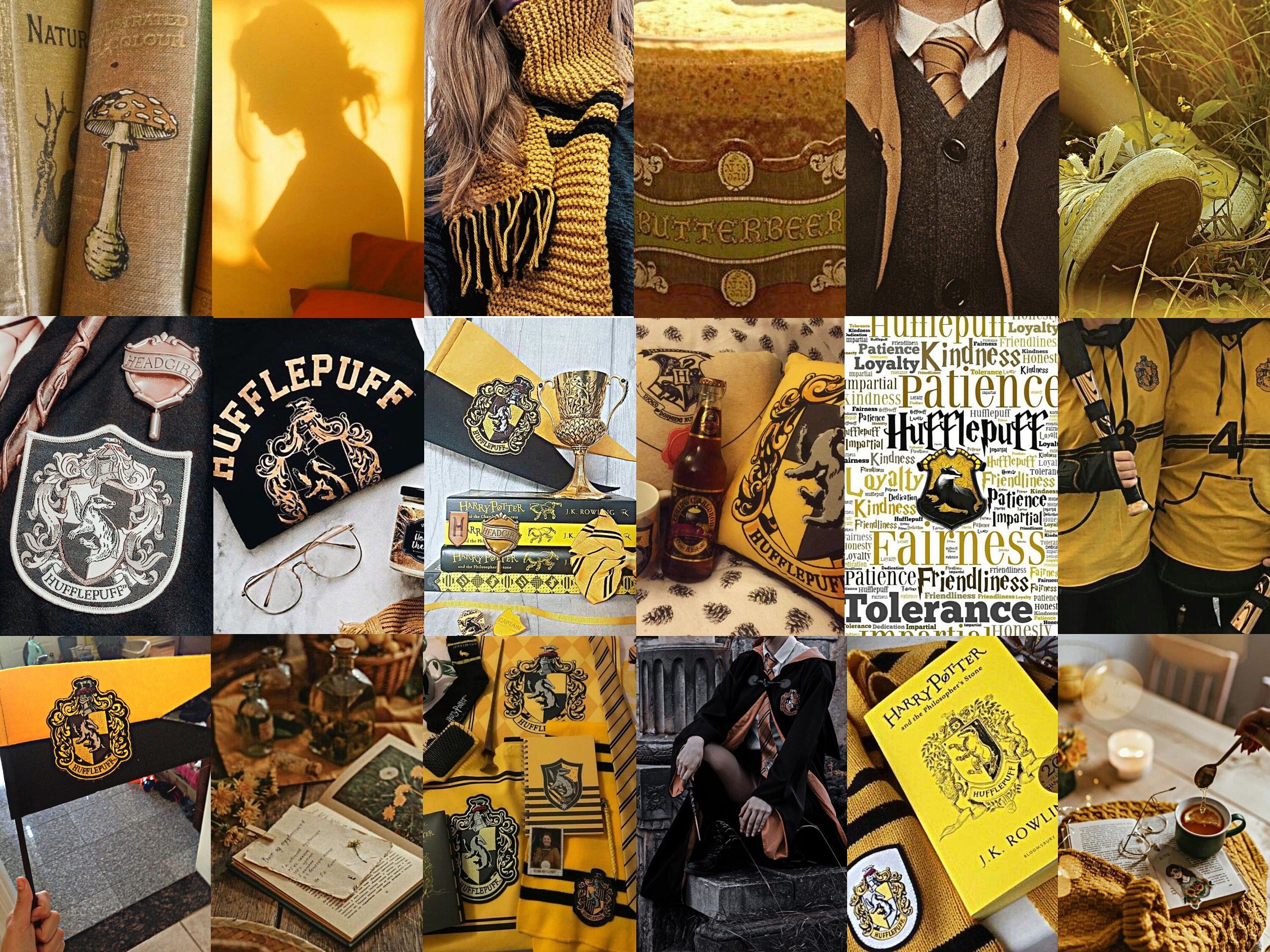 100 Hufflepuff Wall Collage Kit, Yellow Aesthetic Photo Prints, Wizard ...