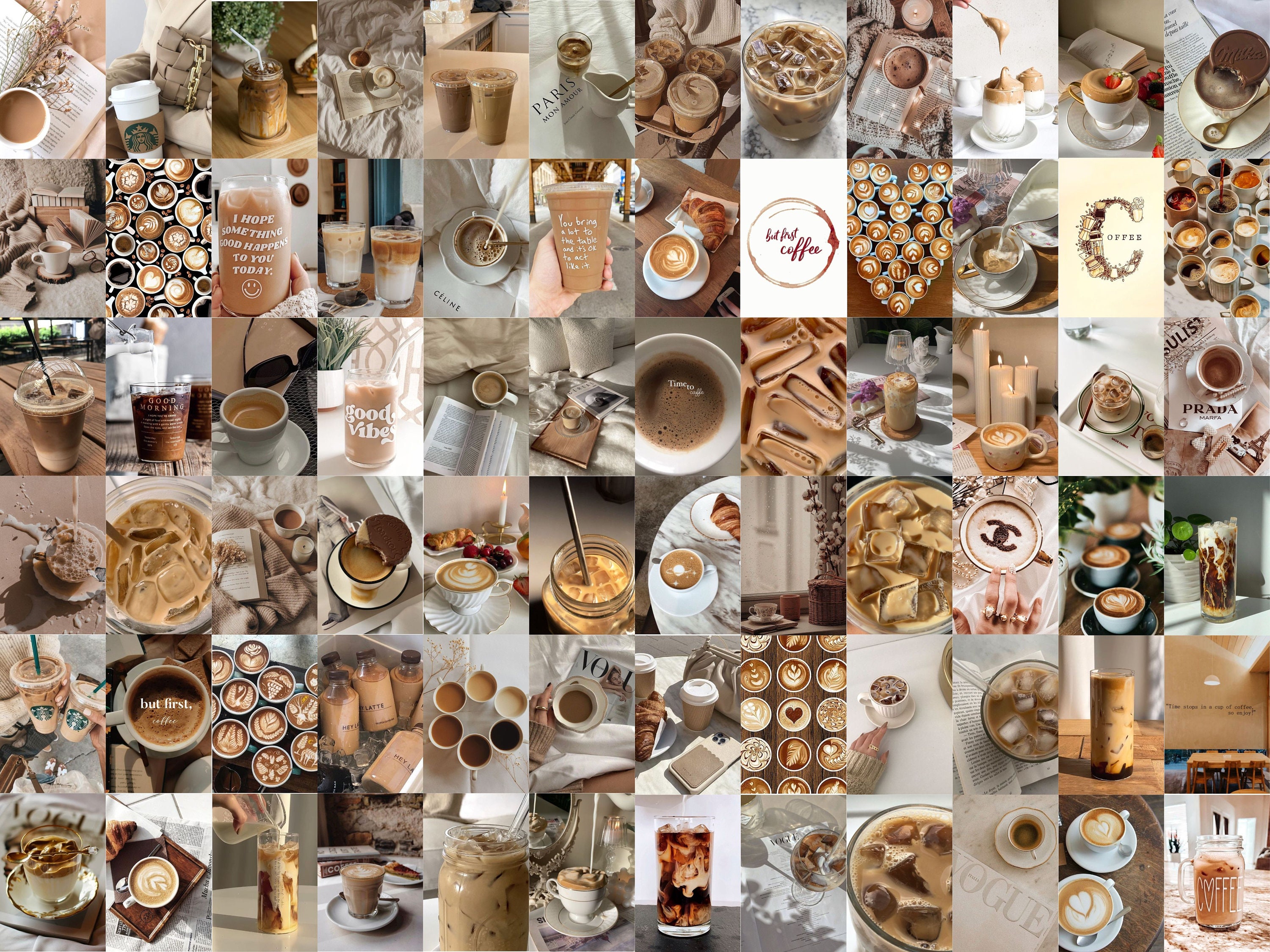 100 Coffee Lovers Collage Kit, Coffee Wall Collage, Coffee Aesthetic ...