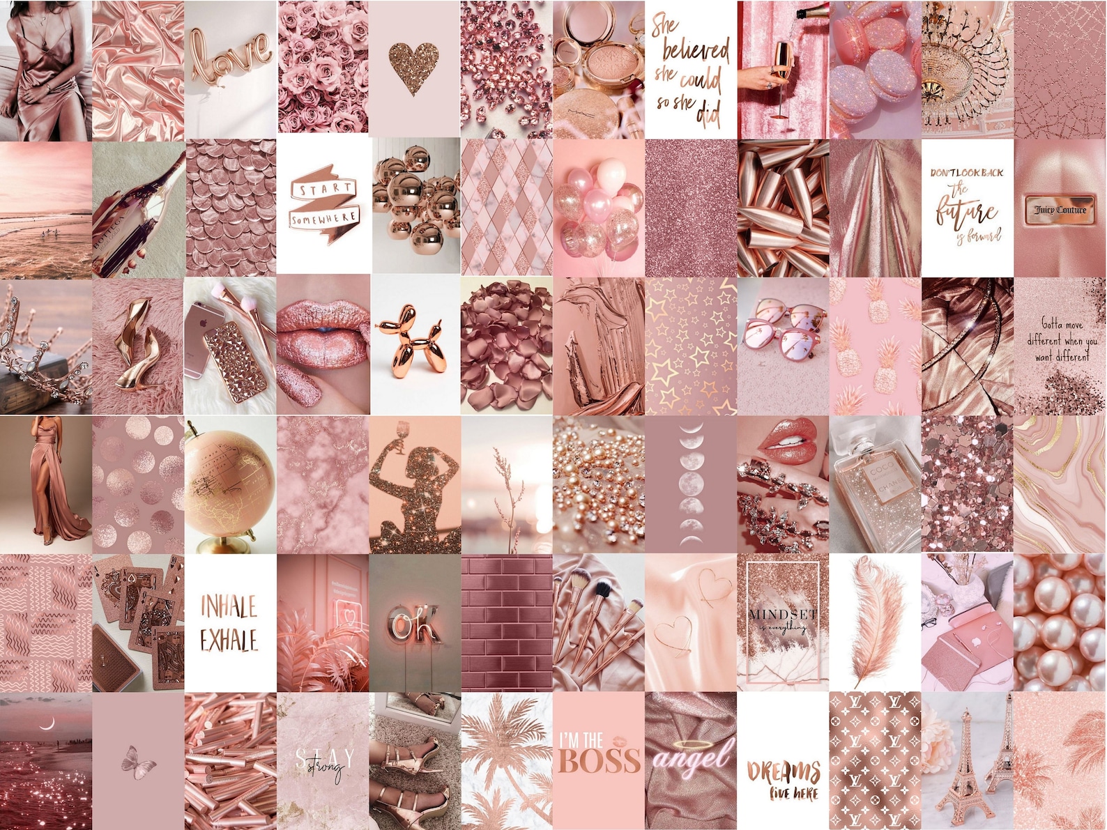 100 Rose Gold Collage, Pink Aesthetic Collage, Dusty Rose Collage ...