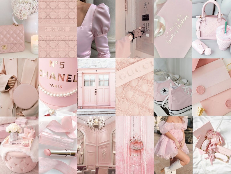 100 Blush Pink Collage Kit Pastel Pink Wall Collage Blush Etsy