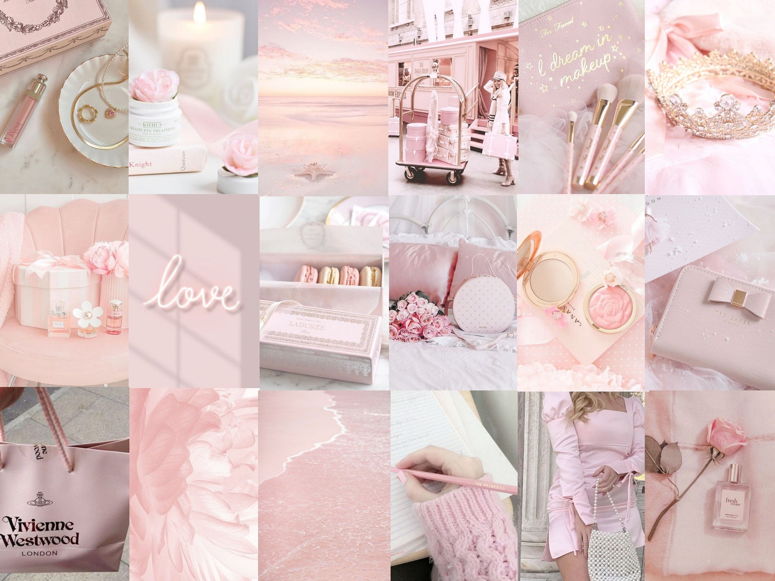 100 Blush Pink Collage Kit, Pastel Pink Wall Collage, Blush Aesthetic ...