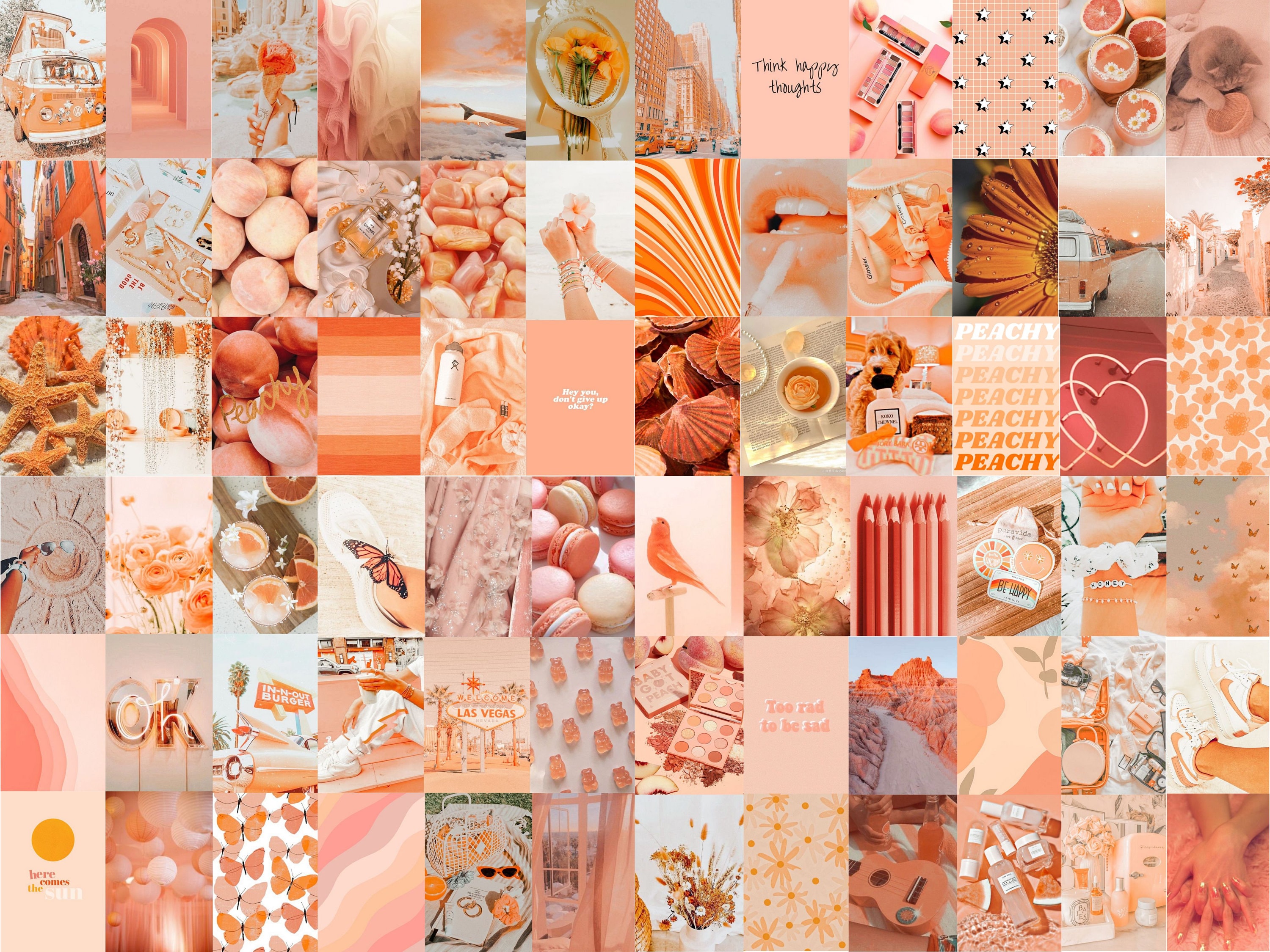 100 Peach Collage Kit, Peach Wall Collage, Peach Aesthetic Wall Prints ...