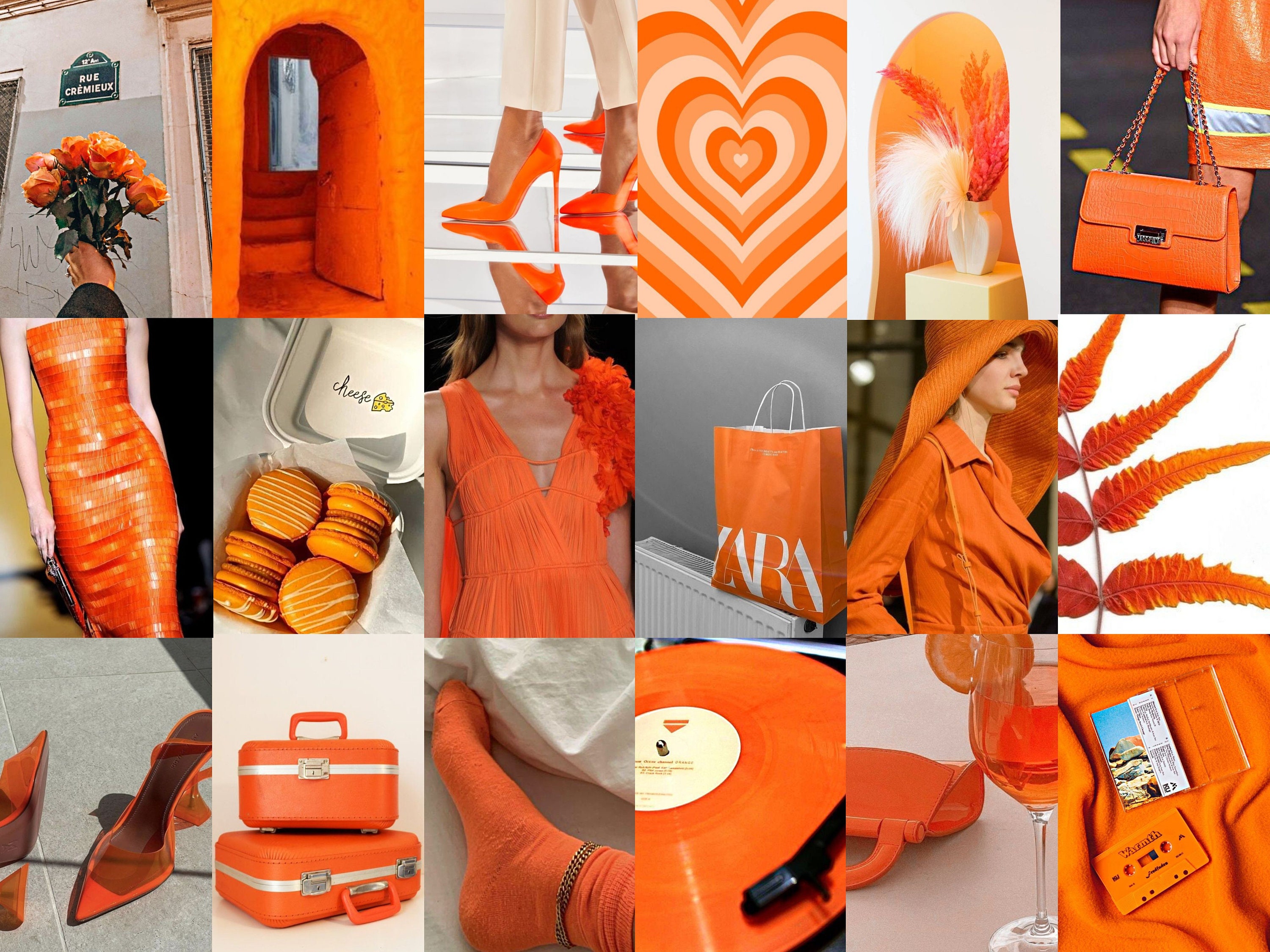 100 Orange Collage Kit, Orange Wall Collage, Peachy Aesthetic Wall ...