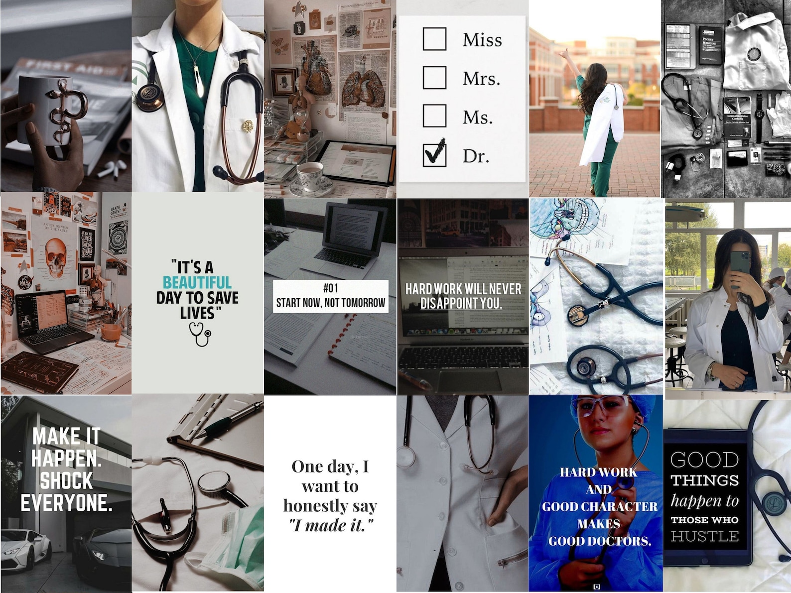 100 Future Doctor Collage Kit, Medical Student Motivation Collage ...