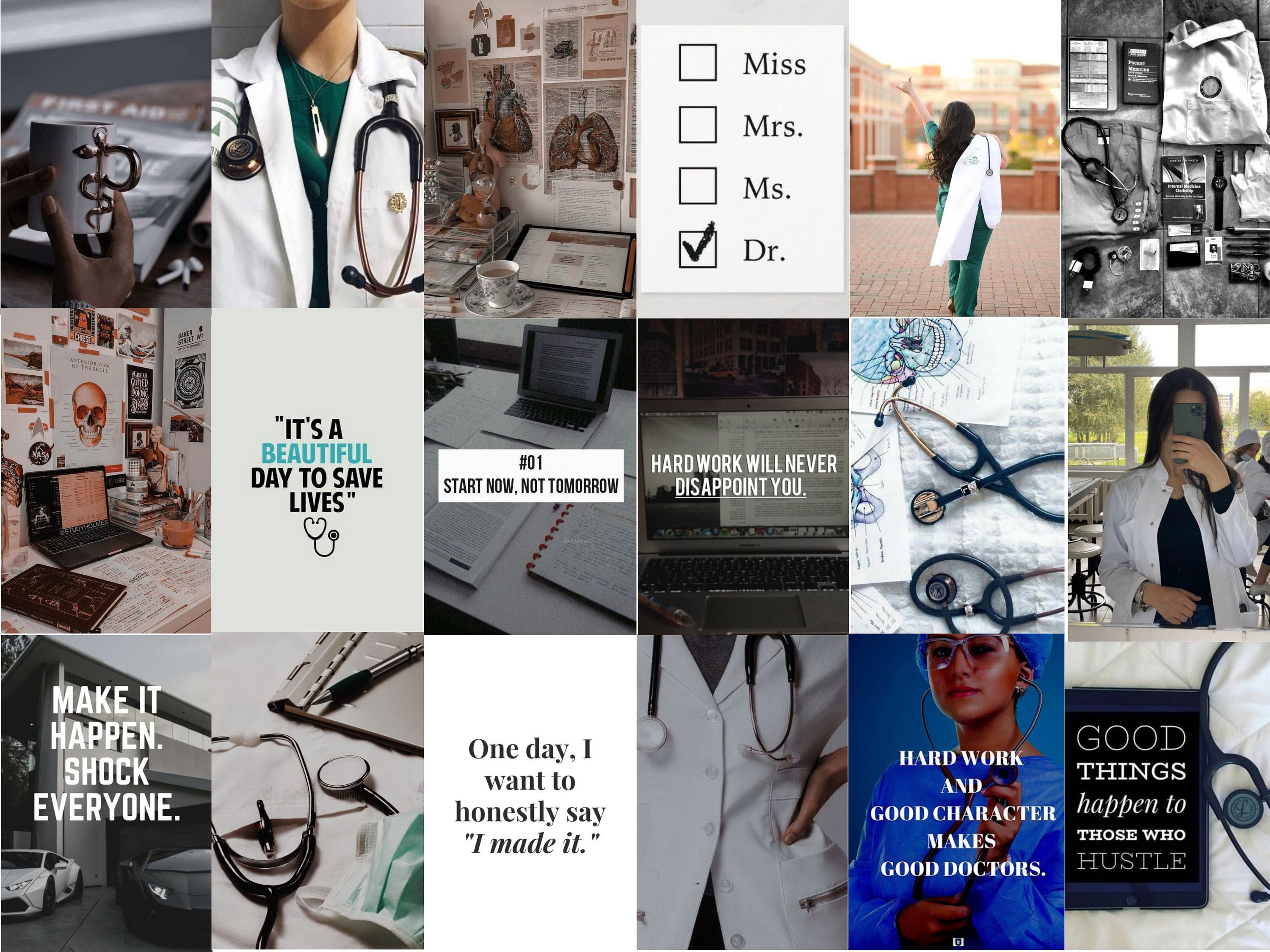Buy 100 Future Doctor Collage Kit, Medical Student Motivation Collage ...