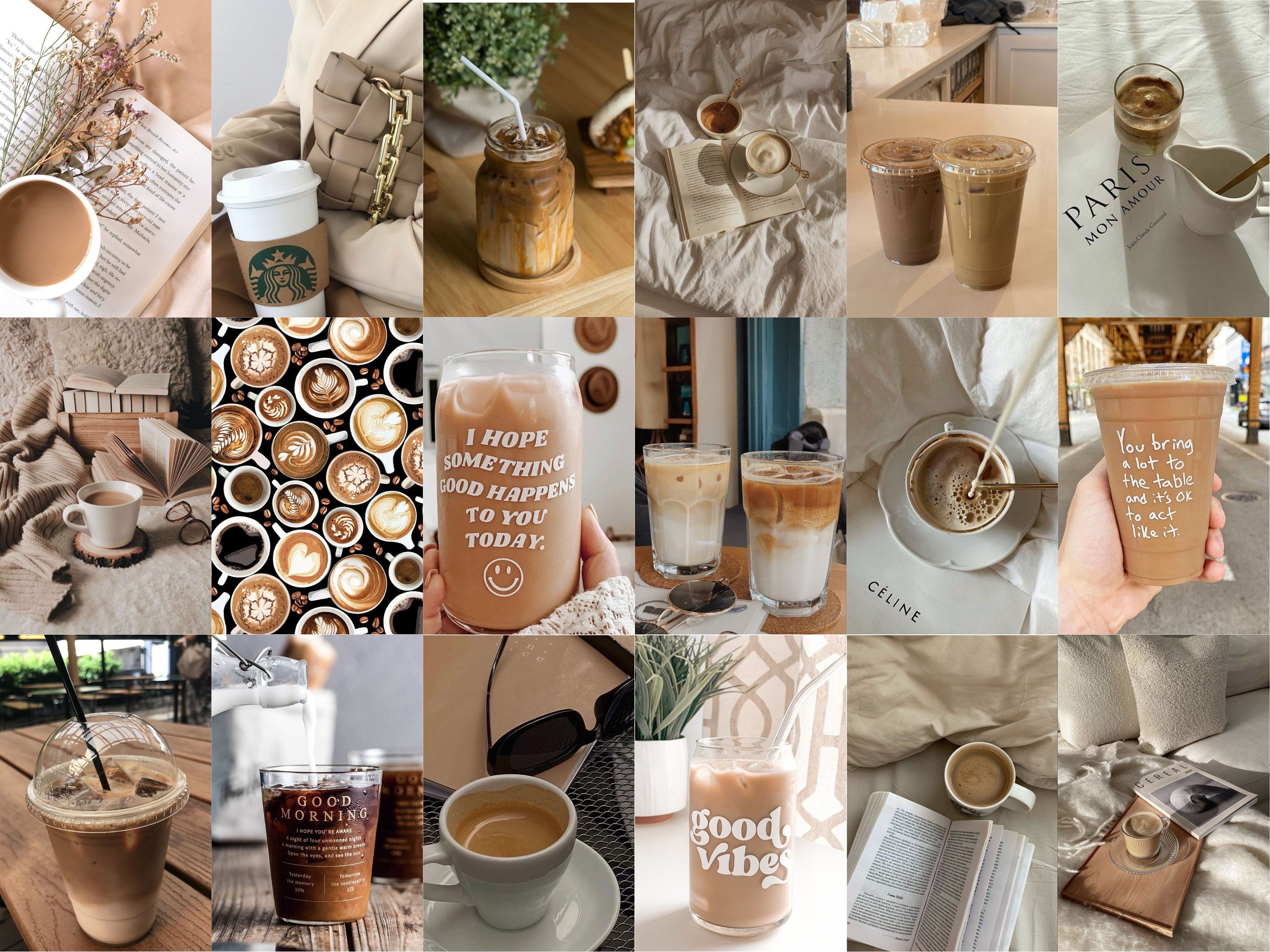 100 Coffee Lovers Collage Kit, Coffee Wall Collage, Coffee Aesthetic ...