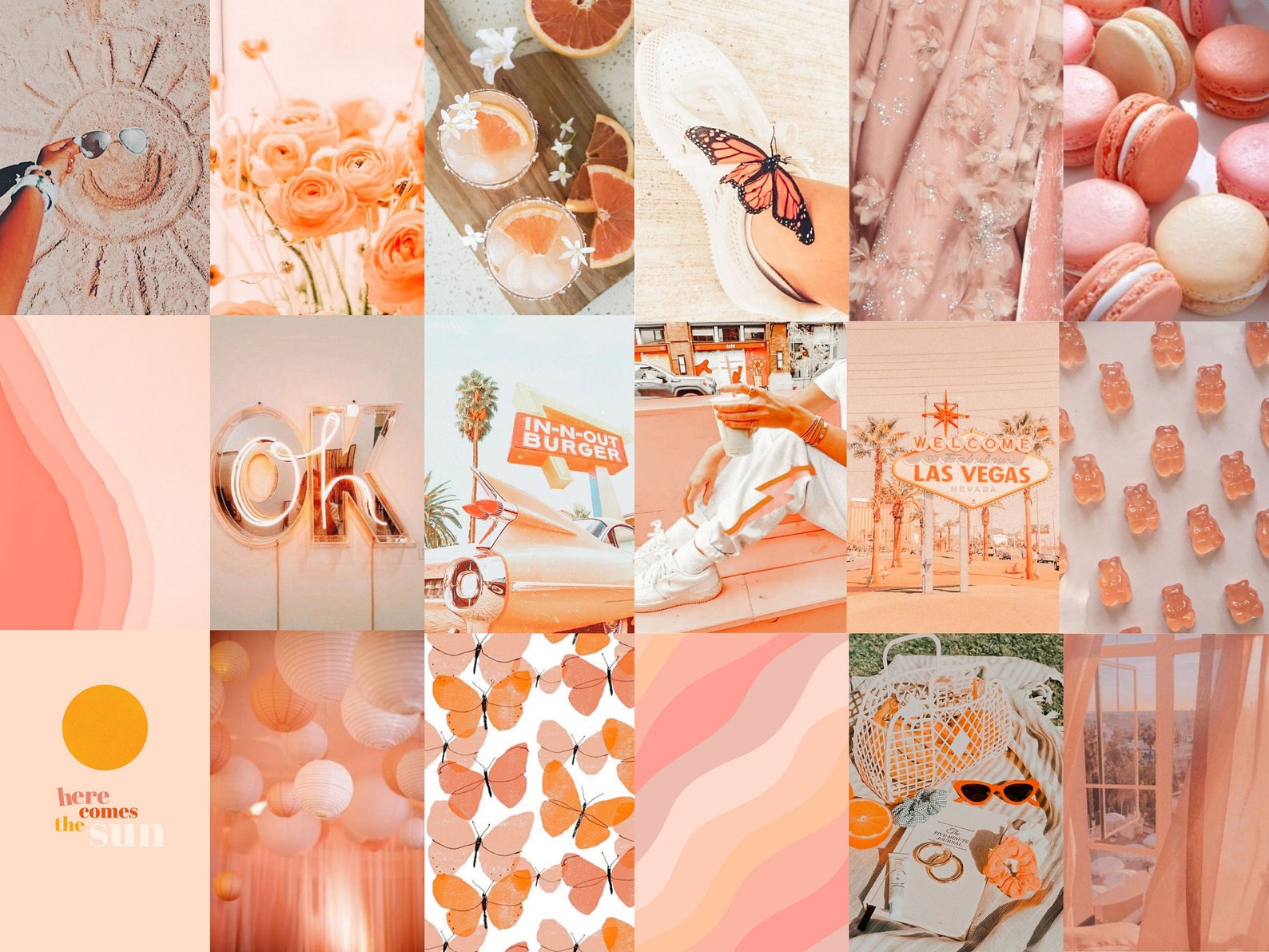 100 Peach Collage Kit Peach Wall Collage Peach Aesthetic Wall Prints