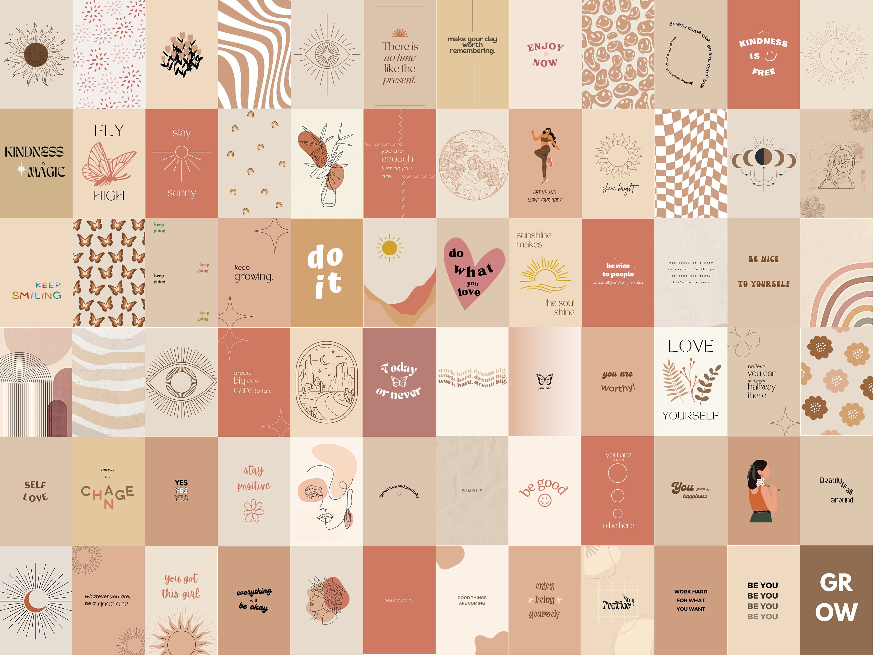 100 Boho Aesthetic Wall Collage, Boho Wall Collage, Boho Vintage Photo ...