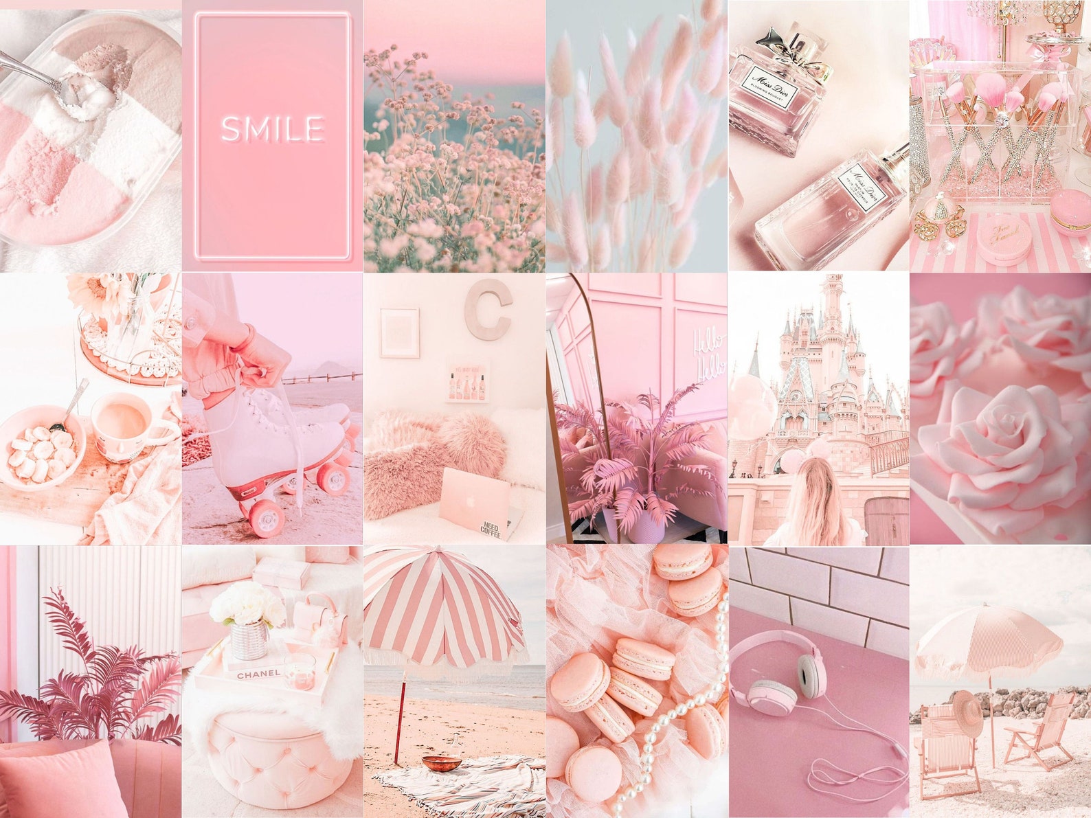 100 Blush Pink Collage Kit, Pastel Pink Wall Collage, Pink Aesthetic ...