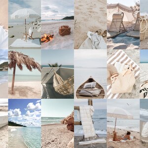 100 Neutral Blue Pastel Collage Kit, Beach Wall Collage, Neutral ...