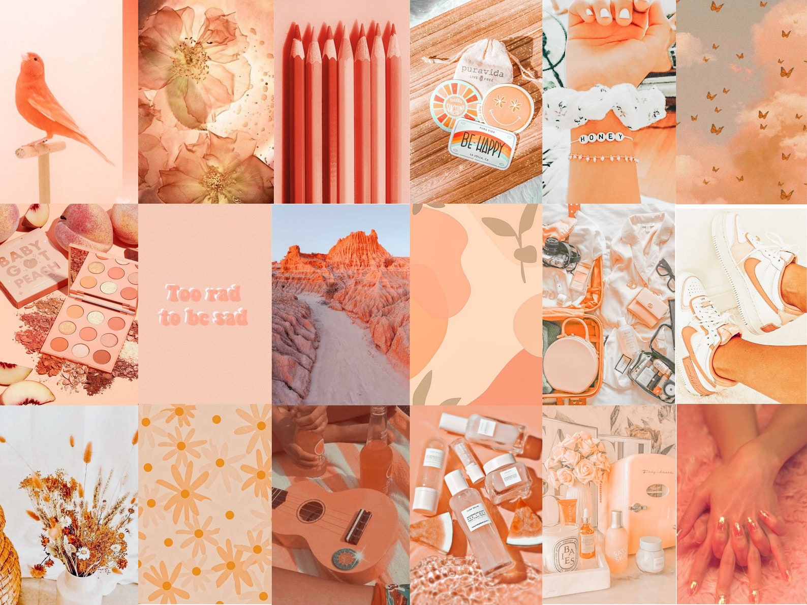 100 Peach Collage Kit Peach Wall Collage Peach Aesthetic Wall Prints