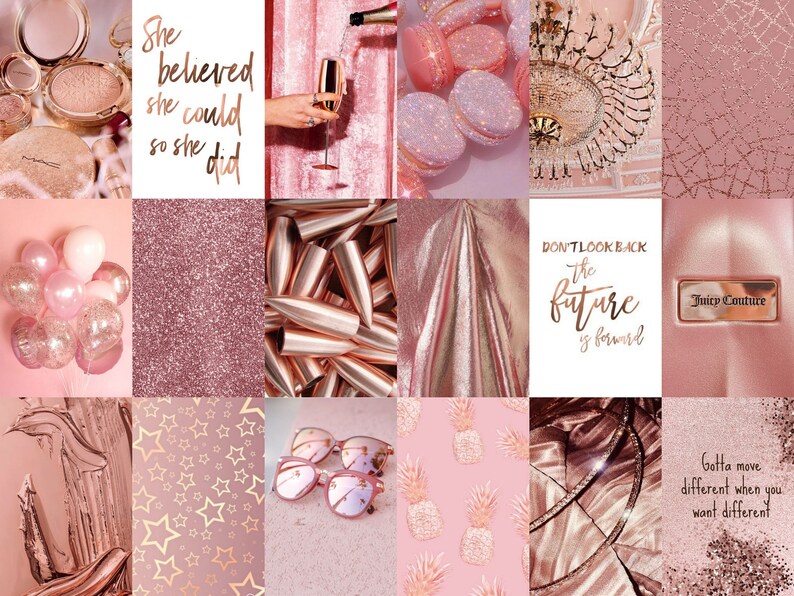 100 Rose Gold Collage, Pink Aesthetic Collage, Dusty Rose Collage ...