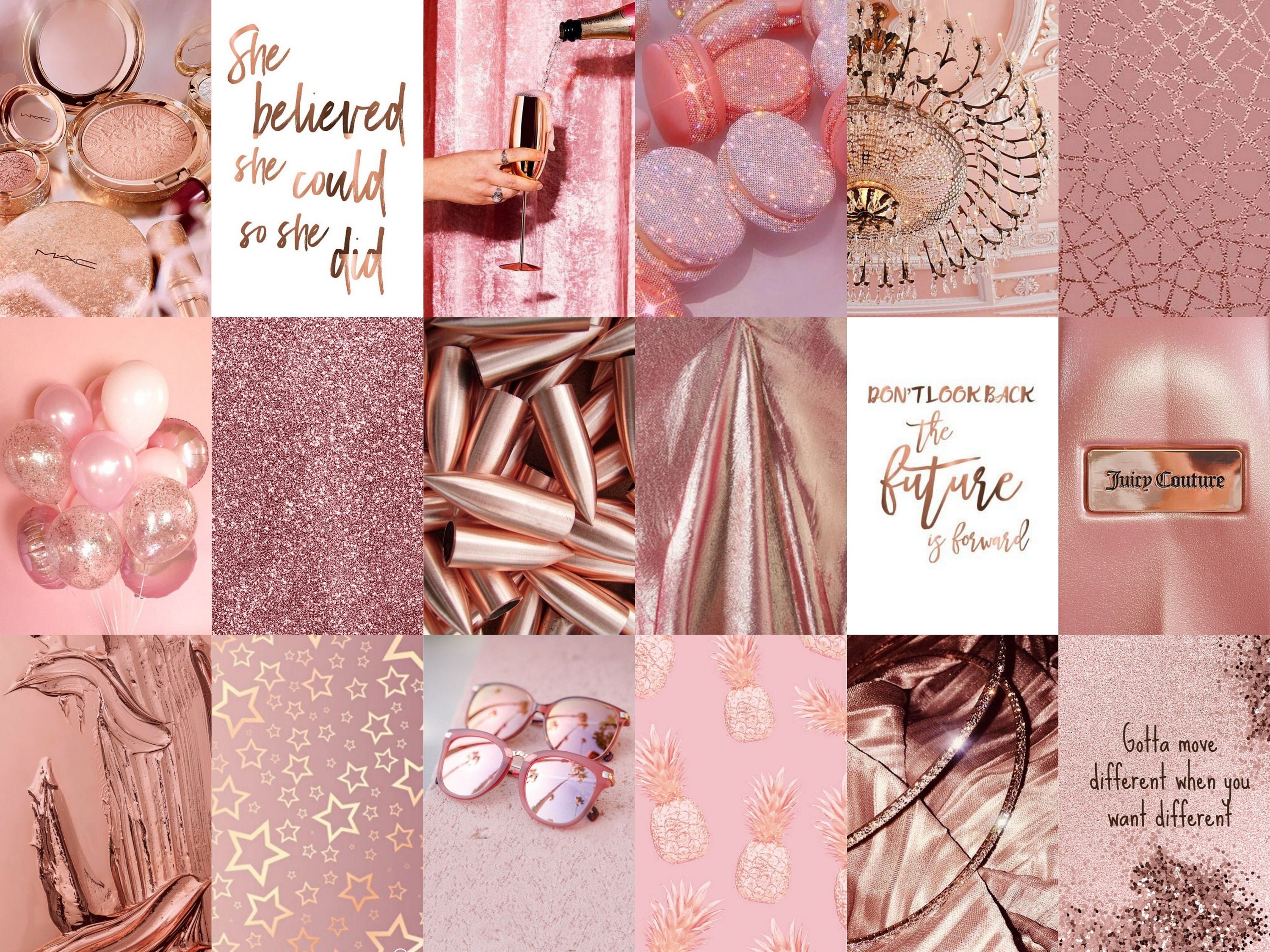 100 Rose Gold Collage, Pink Aesthetic Collage, Dusty Rose Collage ...