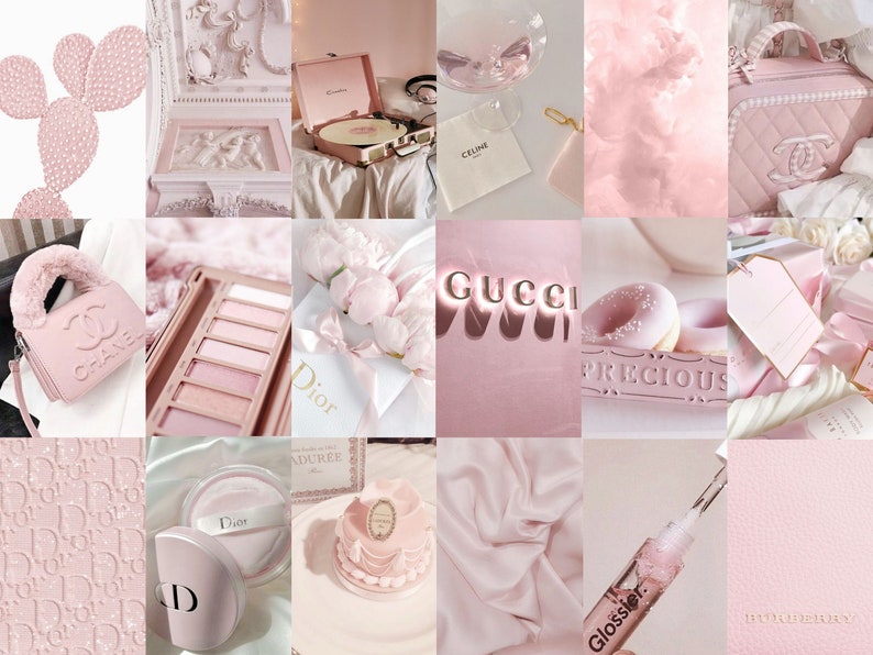 100 Blush Pink Collage Kit Pastel Pink Wall Collage Blush Etsy