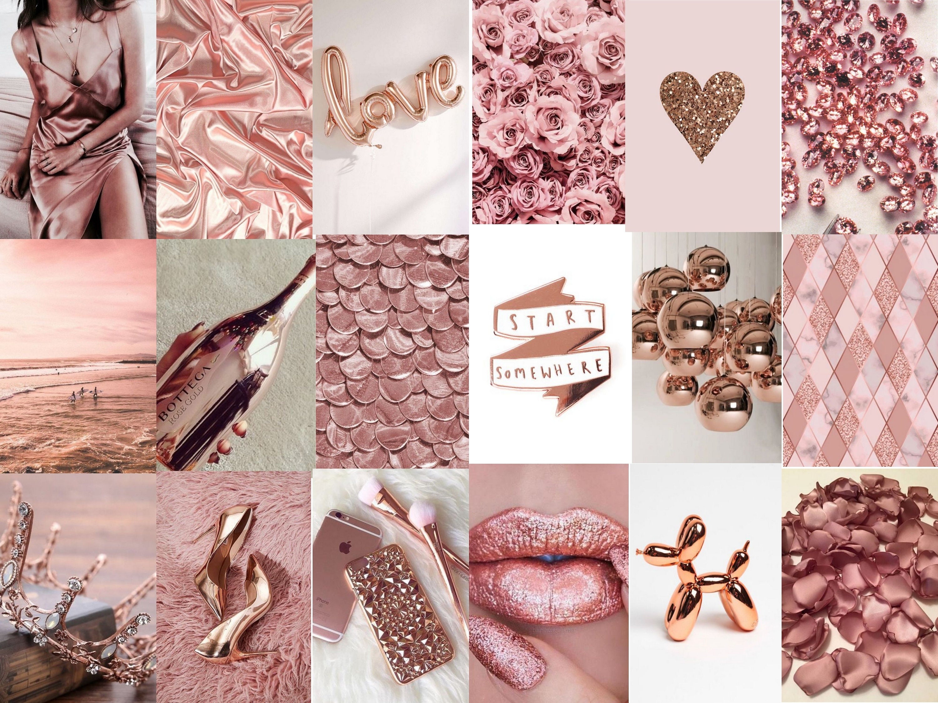 100 Rose Gold Collage, Pink Aesthetic Collage, Dusty Rose Collage ...