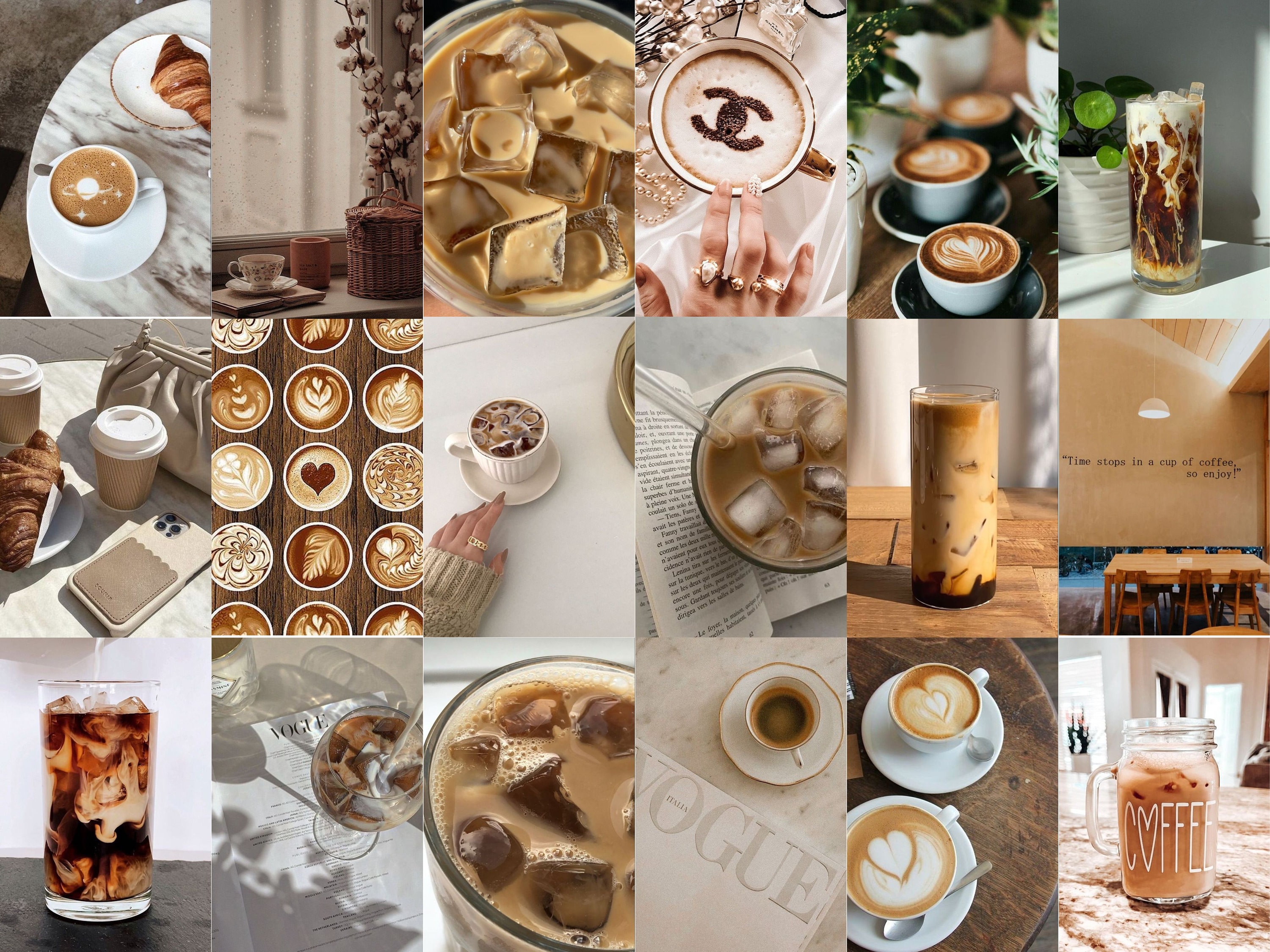 100 Coffee Lovers Collage Kit, Coffee Wall Collage, Coffee Aesthetic ...