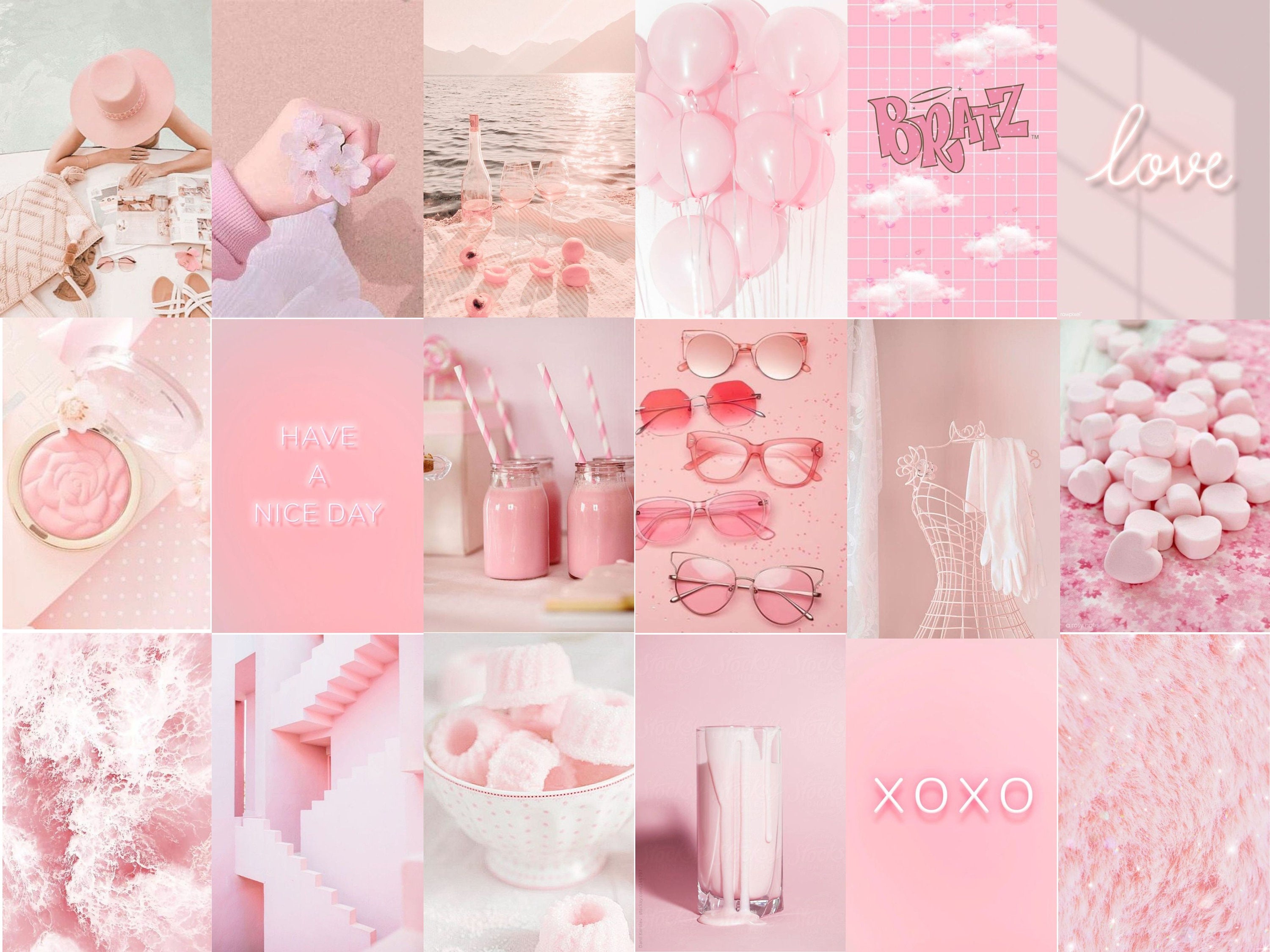 100 Blush Pink Collage Kit, Pastel Pink Wall Collage, Pink Aesthetic ...