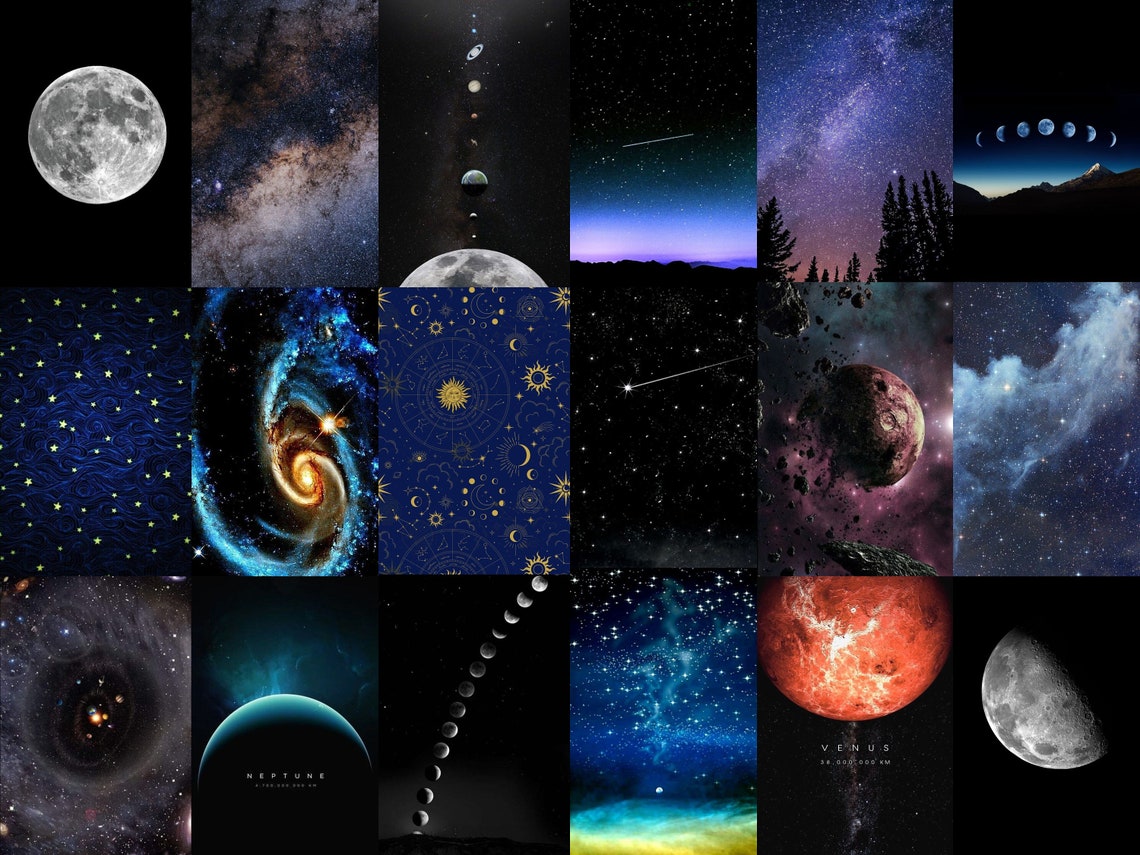100 Astronomy Collage Kit Moon Wall Collage Planets Prints - Etsy
