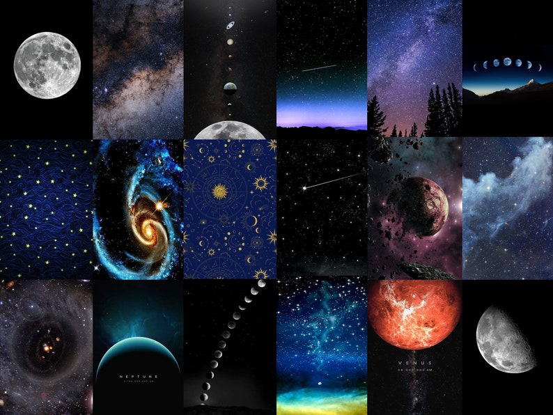 100 Astronomy Collage Kit Moon Wall Collage Planets Prints - Etsy
