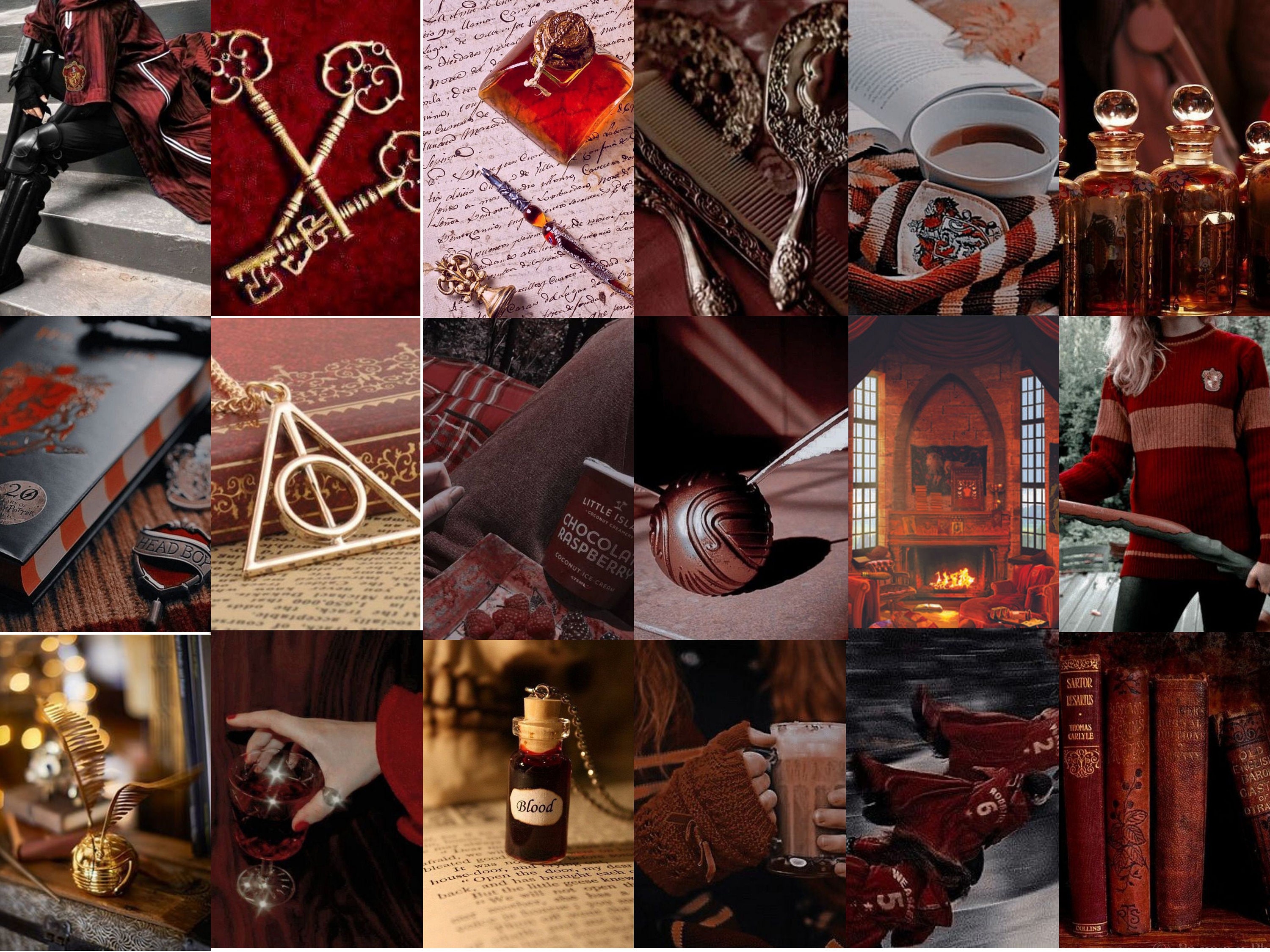 100 Gryffindor Wall Collage Kit, Red Aesthetic Photo Prints, Wizard ...