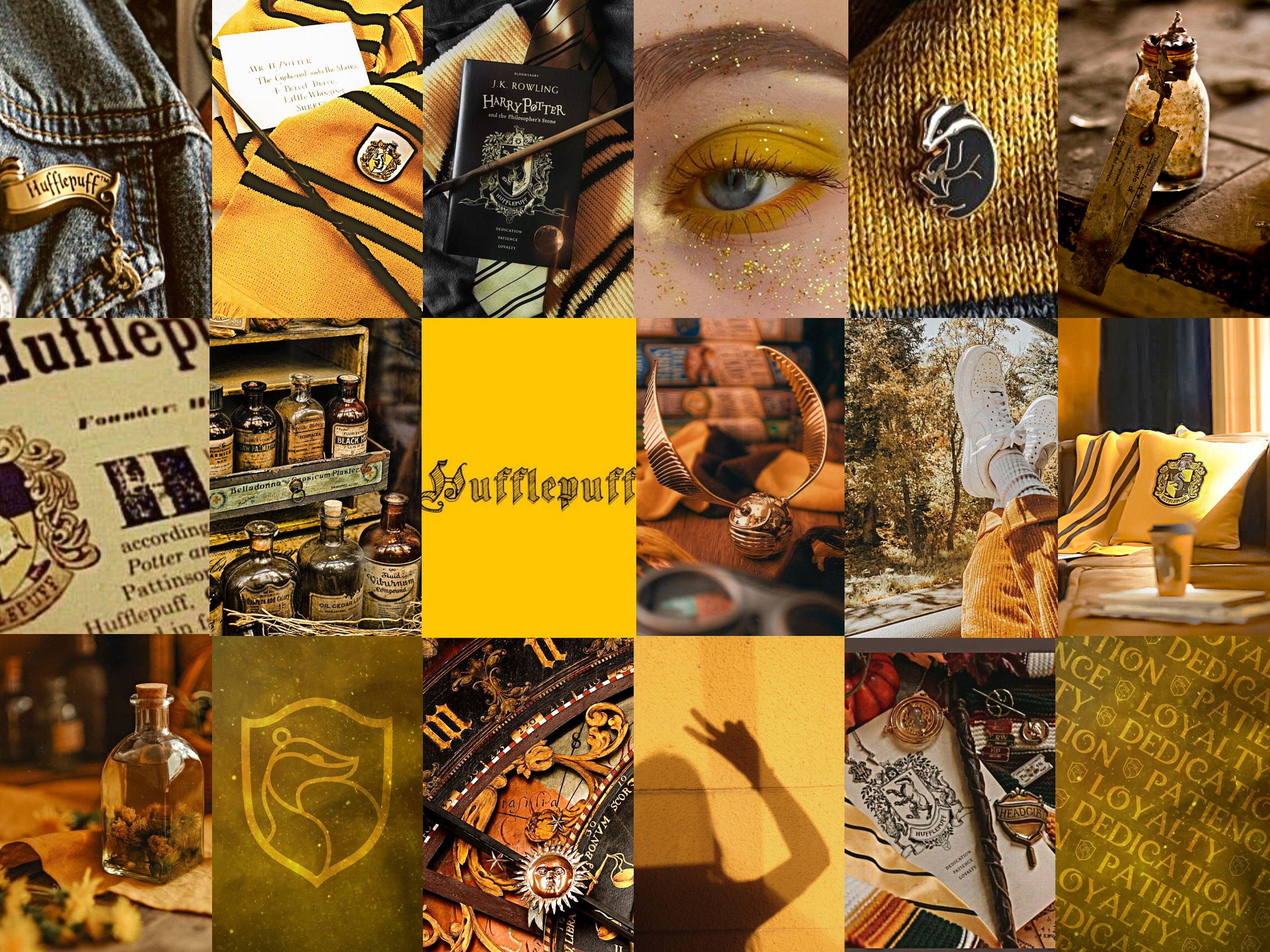 100 Hufflepuff Wall Collage Kit, Yellow Aesthetic Photo Prints, Wizard ...