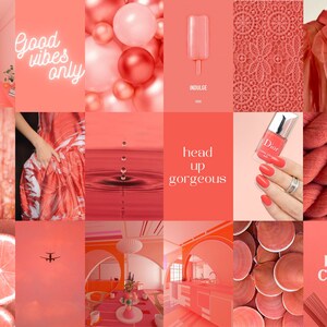 100 Coral Pink Collage Kit, Coral Pink Wall Collage, Coral Pink ...