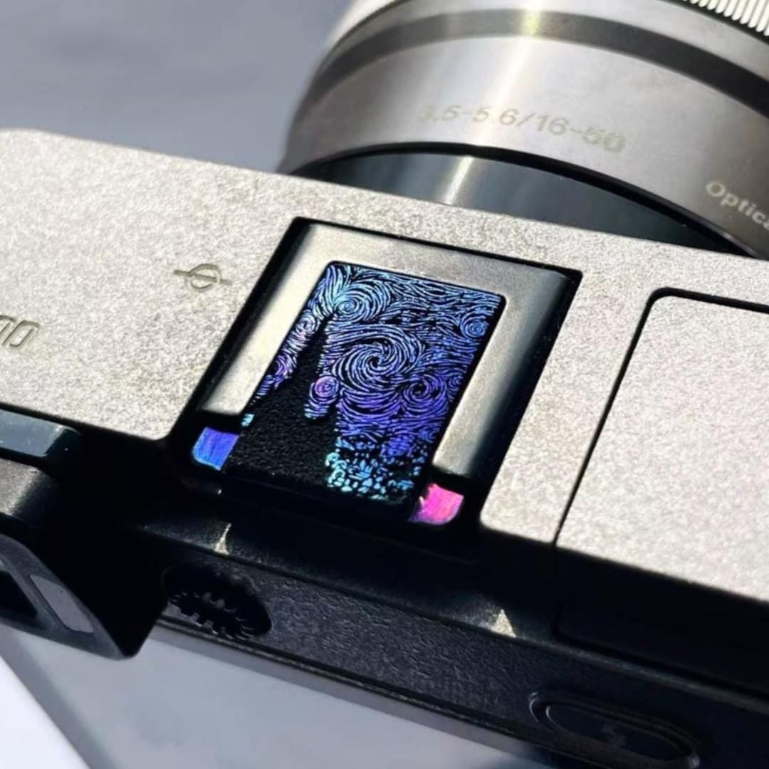 Starry Night Inspired Titanium Camera Hot Shoe Cover, CNC Engraved ...