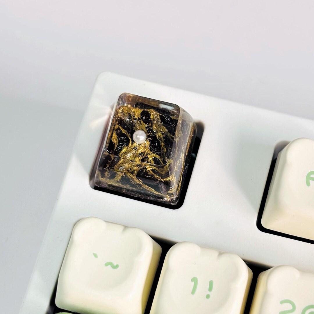 Golden Time - Glit Keycap, Black Gold Shinning SA Profile Artisan ...