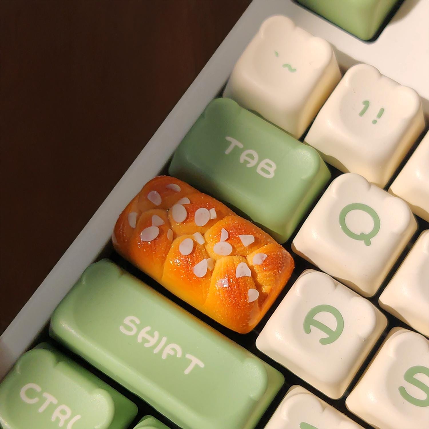 Hand-painted Almond Bread Keycap: Artisan Kawaii Caps Lock Keycap - Etsy