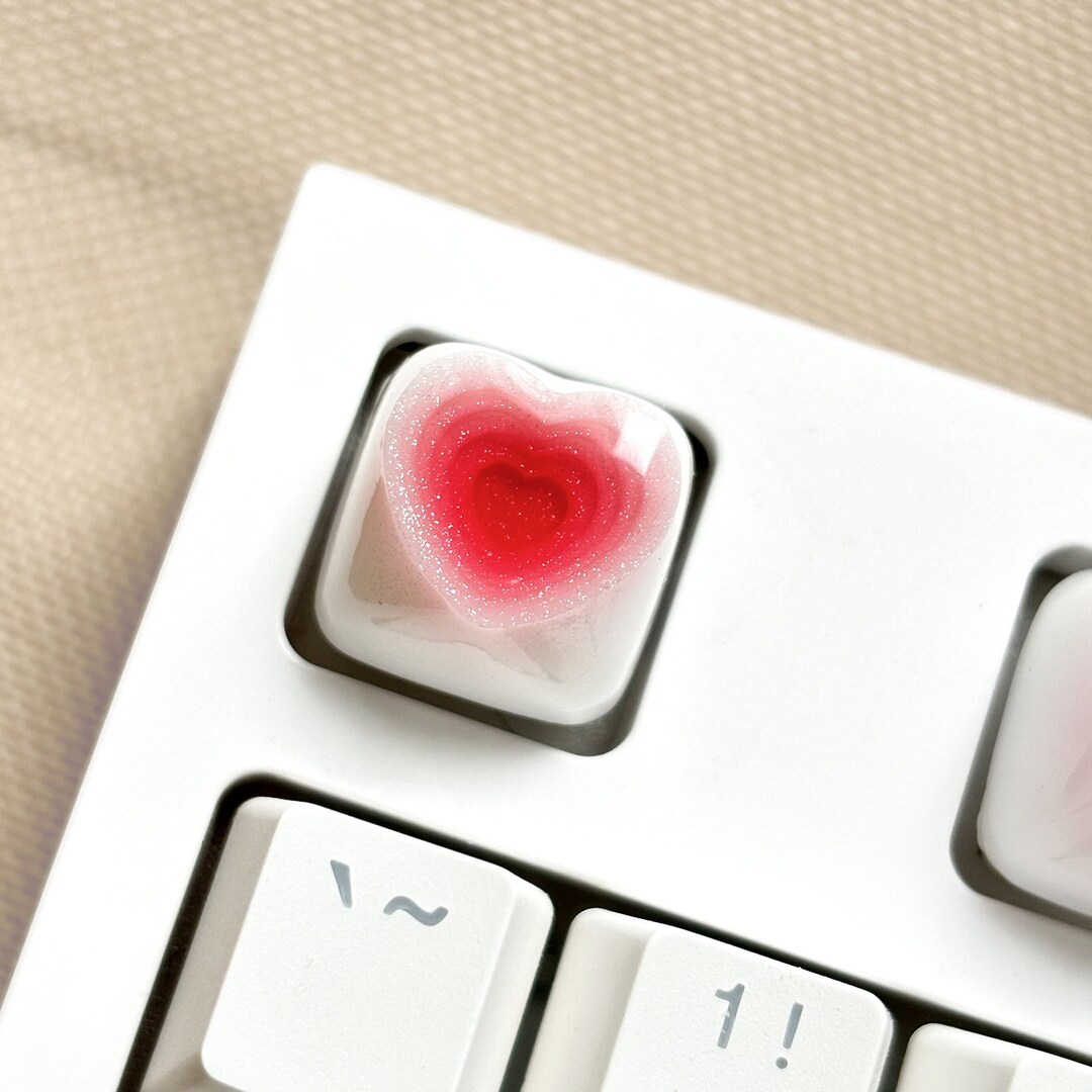 Love Heart Keycap, Pink Keycap, Cute Gradient Keycap, Artisan Resin ...