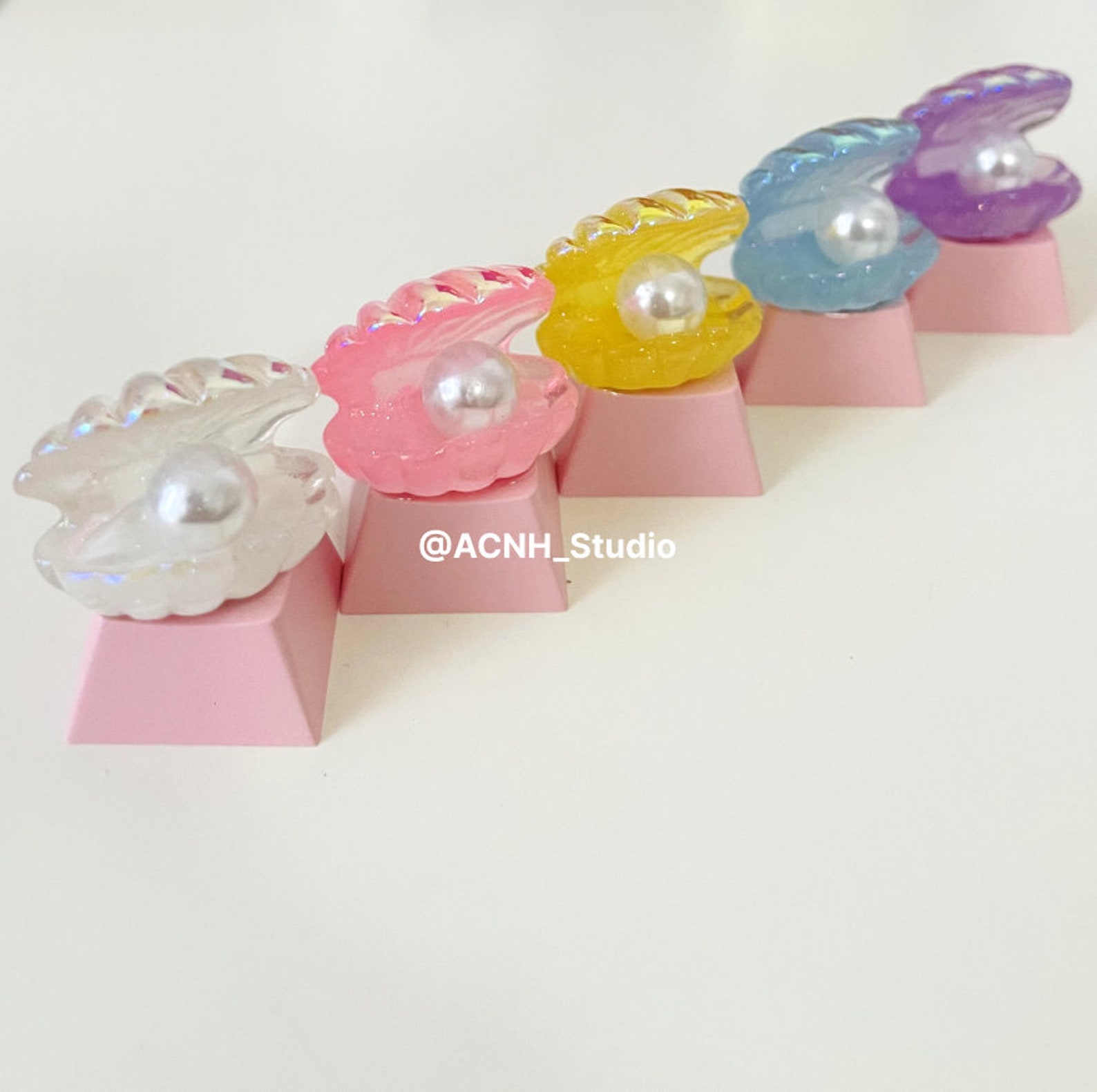 Cute Pearl Shell Keycaps, Pink Keycaps, Purple Keycap, Kawaii Keycap ...