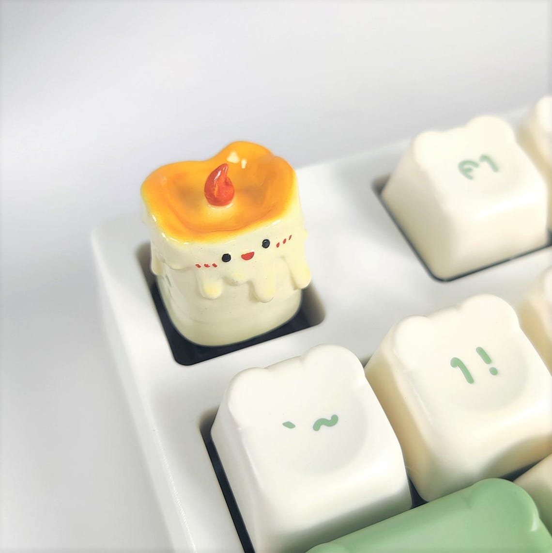 Hand-painted Candle Keycap: Kawaii Keyboard Decoration - Etsy